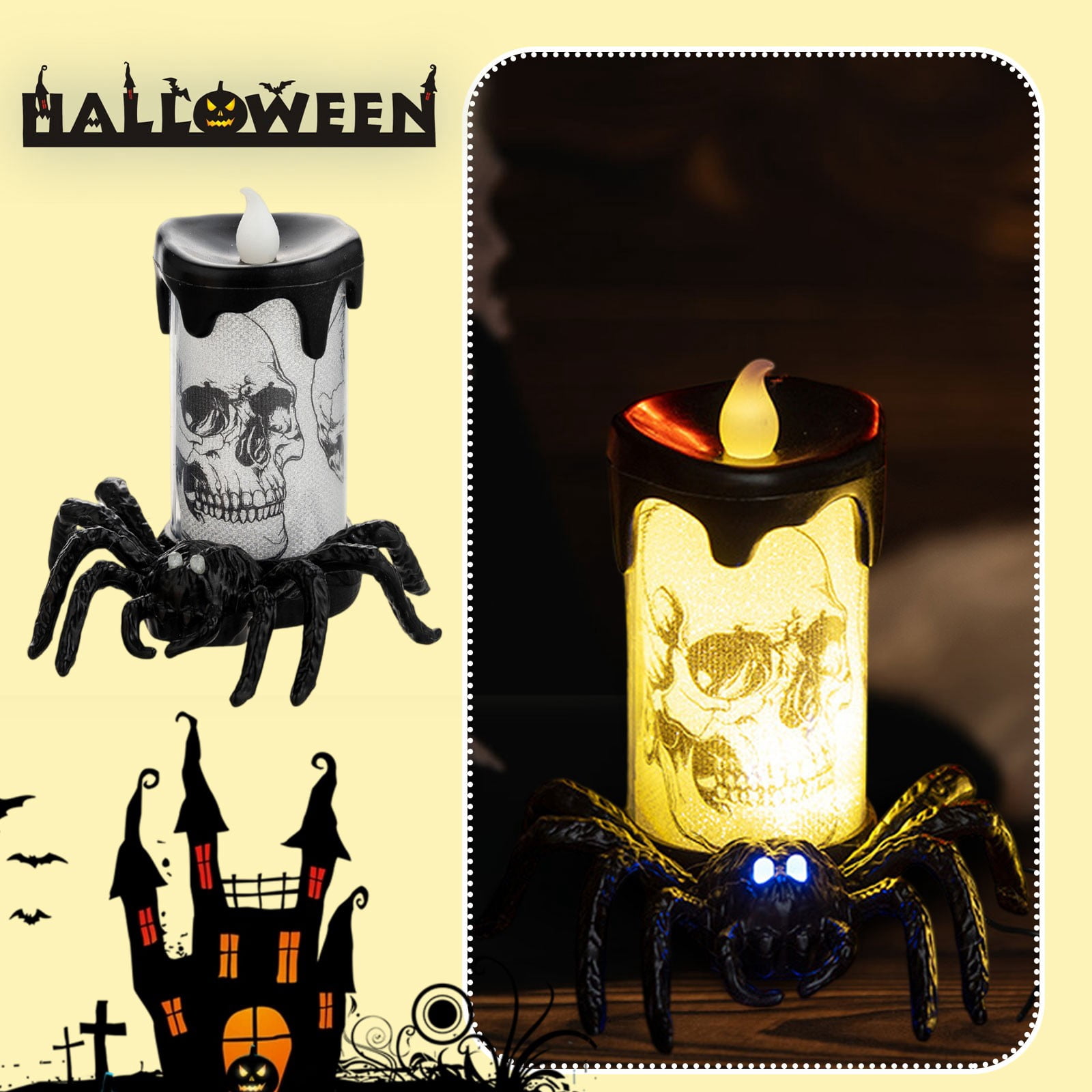 Halloween Decoration Eye Glowing Spider Lamp Party Decoration Ornaments ...