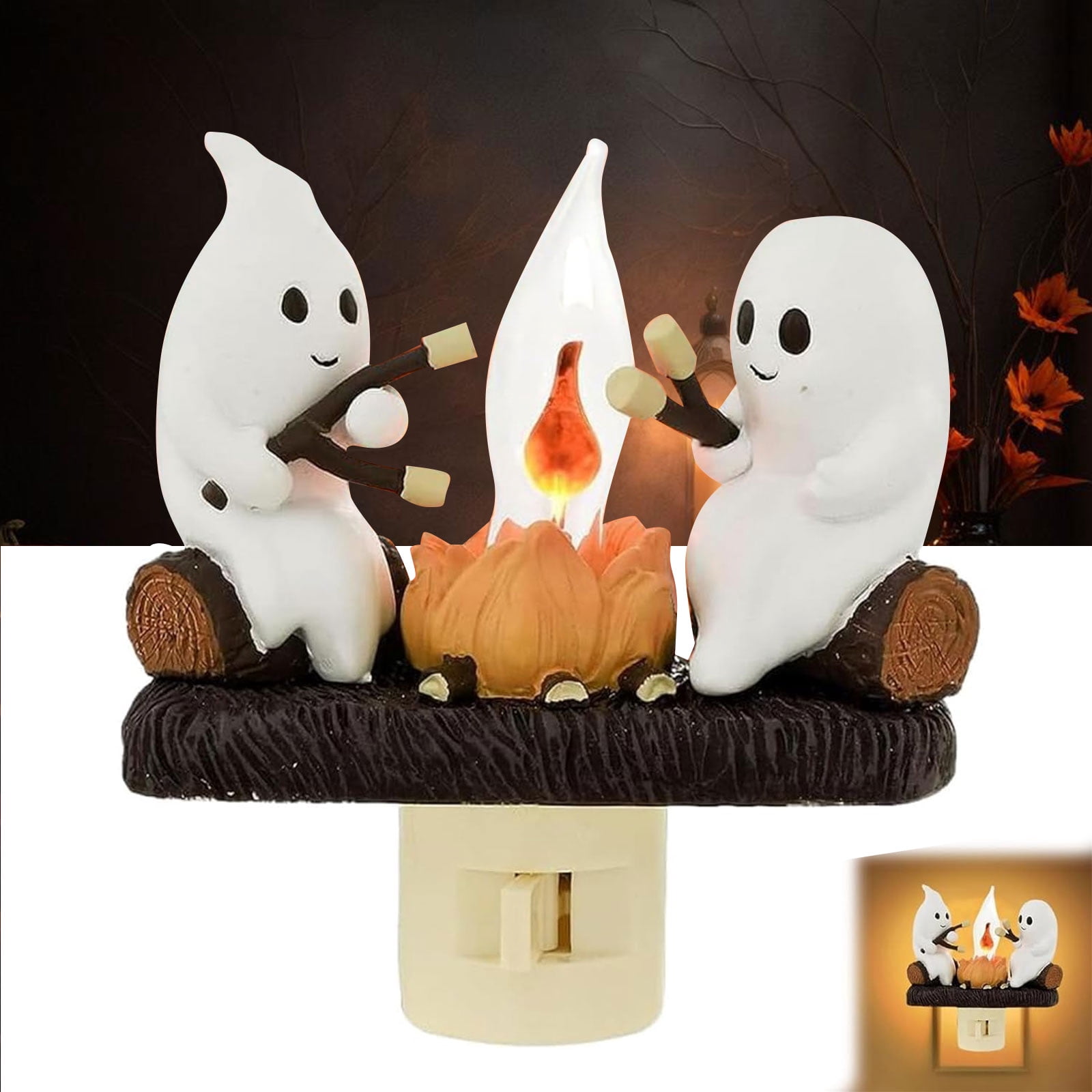 Halloween Decoration - Ghost Campfire Flickering Nightlight, Spooky ...