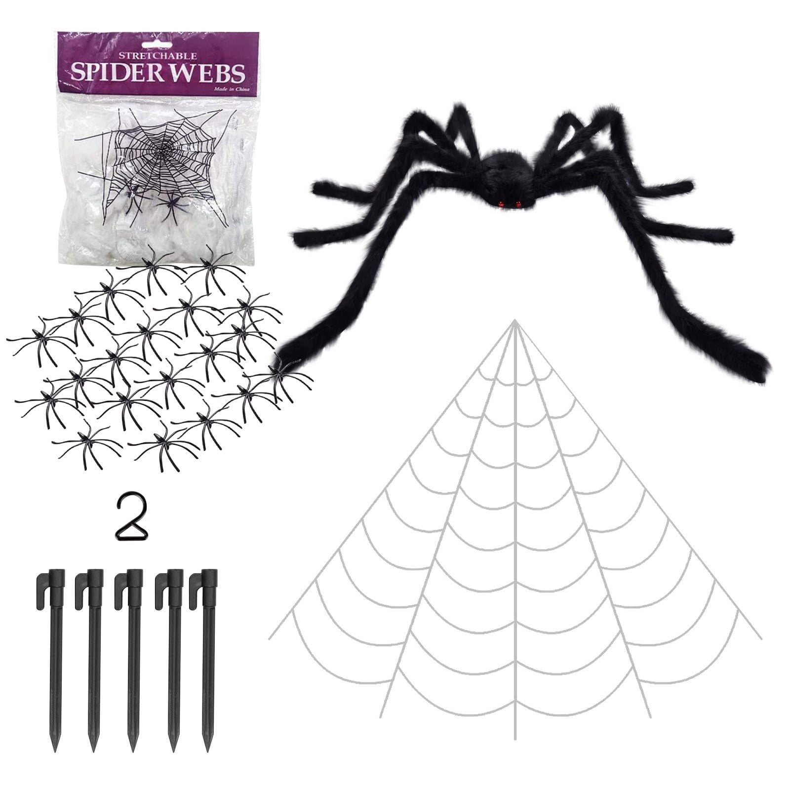 Halloween Decoration Giant Glowing Spider 1.5m+7m Giant Triangular ...