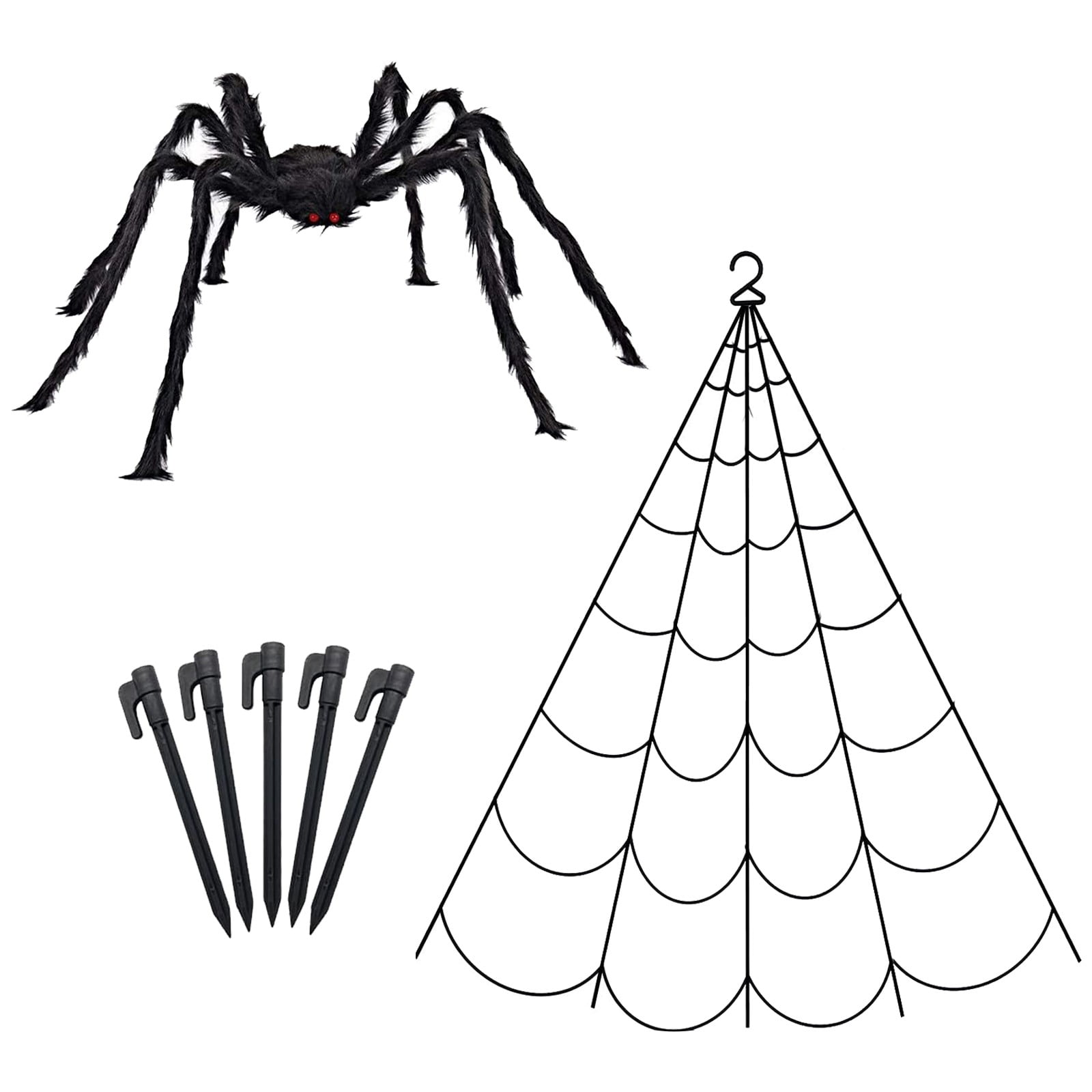 Halloween Decoration Giant Spider Web, Triangular Fake Cobwebs+Spider ...