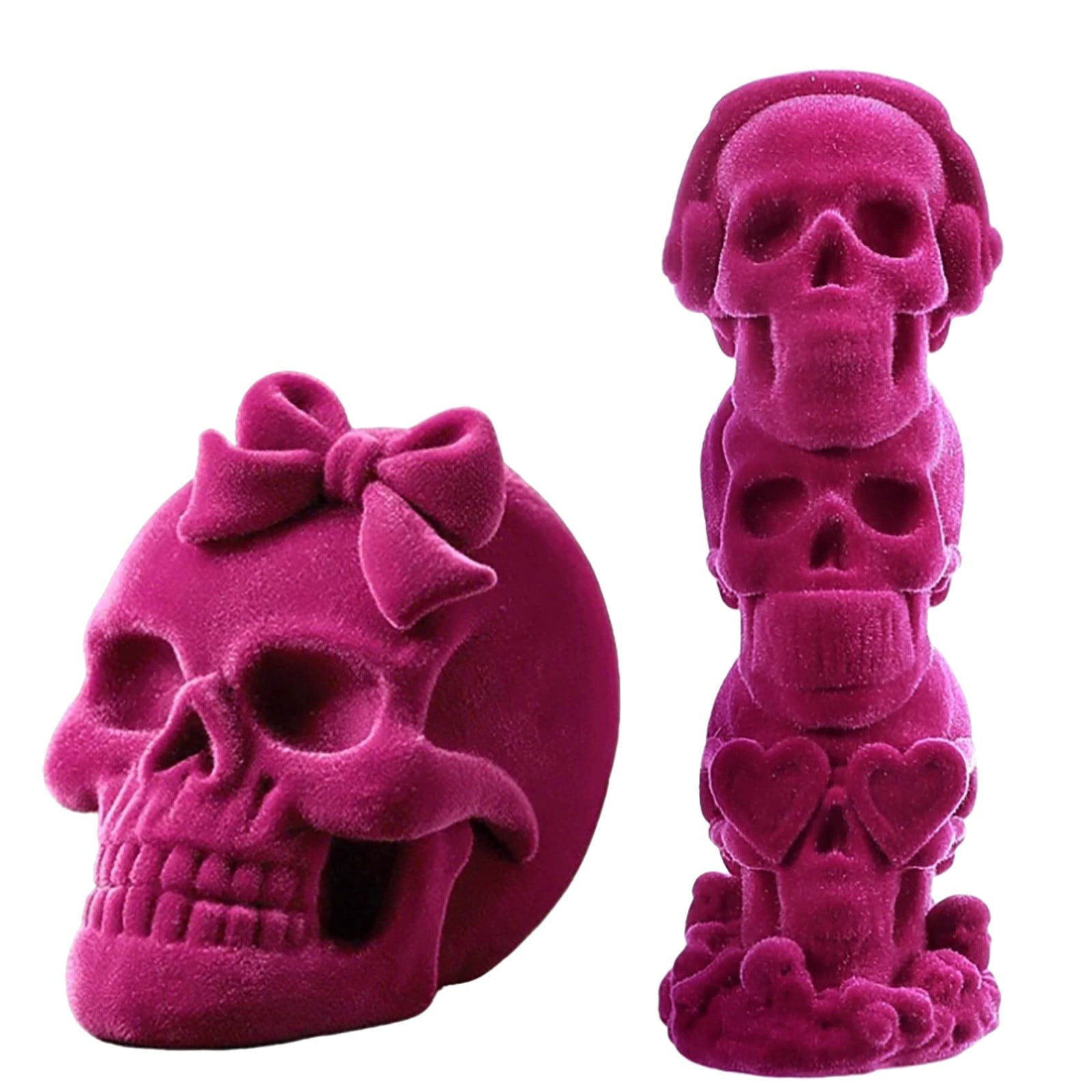 Halloween Decoration Indoor - Purple Velvet Stacked Skull for Halloween ...