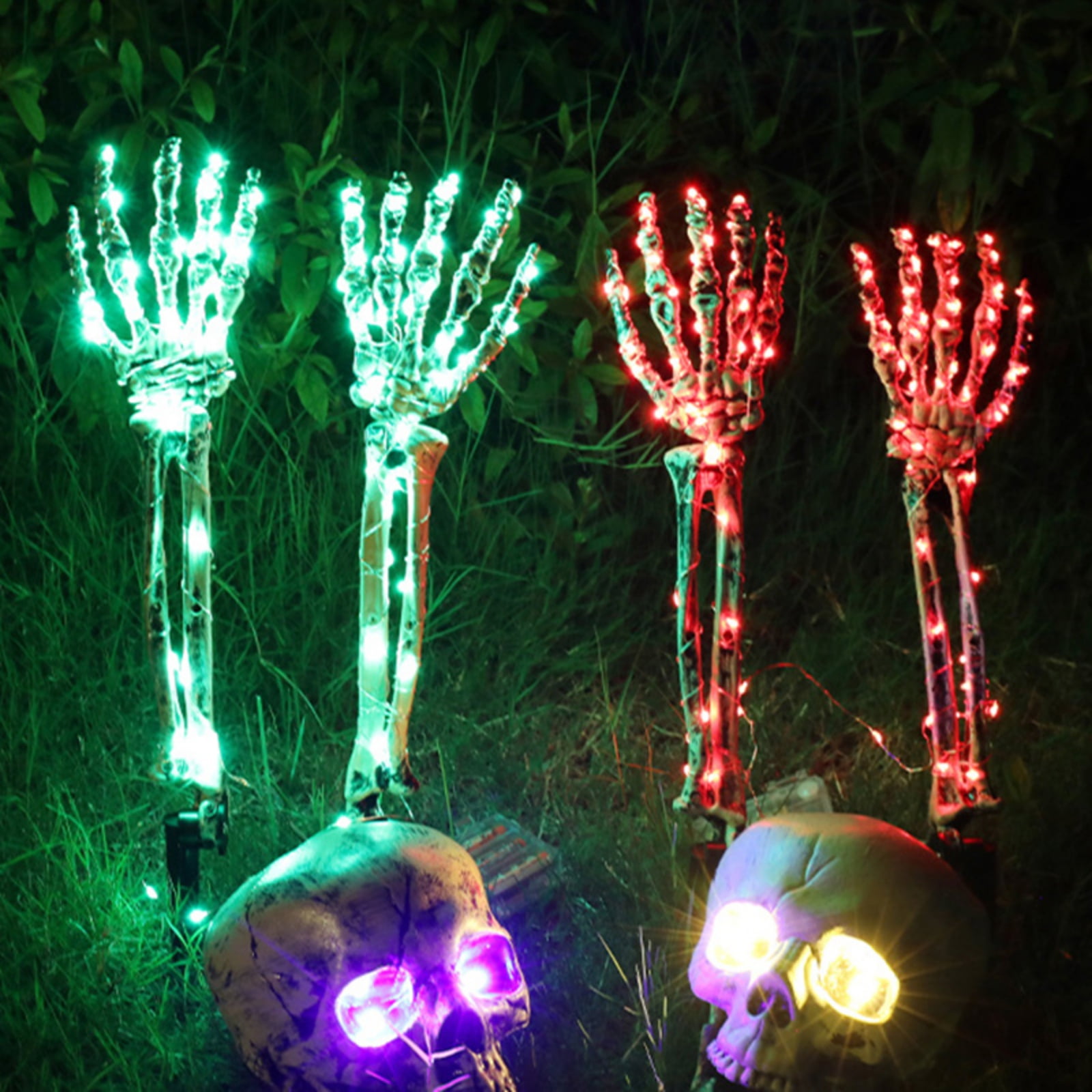 Halloween Decoration Lighted Skeleton Arm Stake 2 Pack Scary Realistic ...