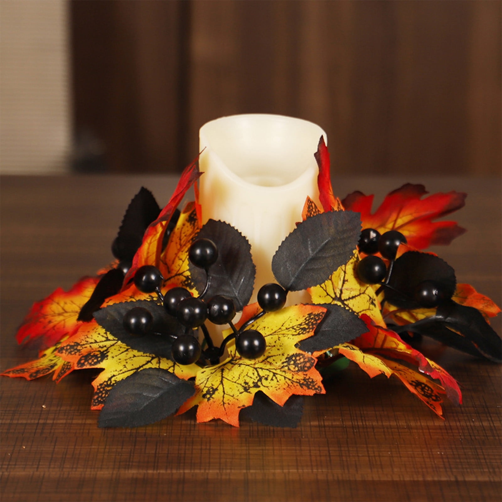 Halloween Decoration, Maple Leaf Candle Ring,Tabletop Arrangement ...