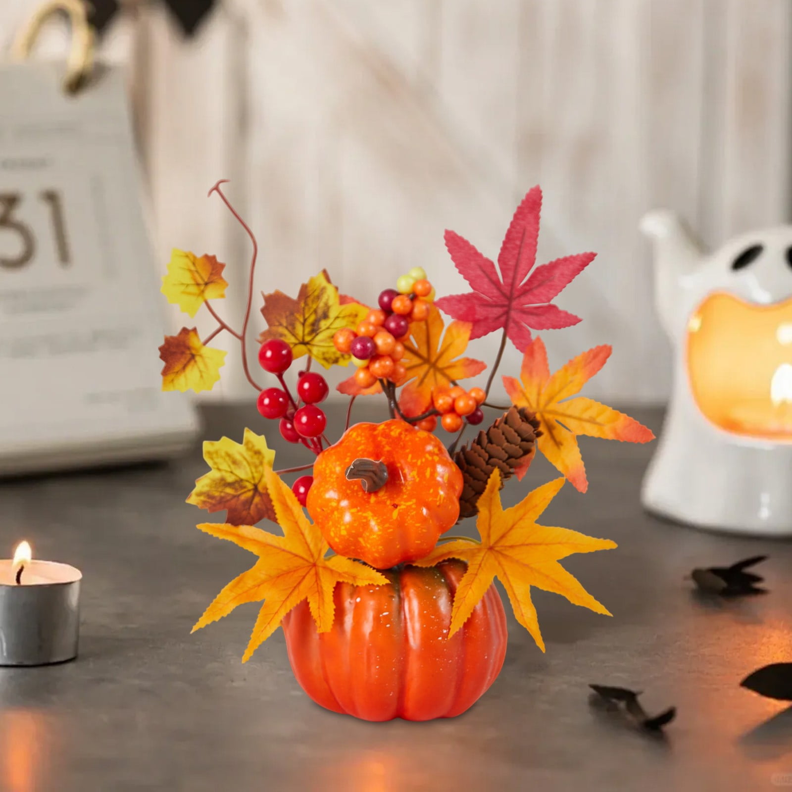 Halloween Decoration Maple Leaf Simulation Pumpkin Fall Harvests ...