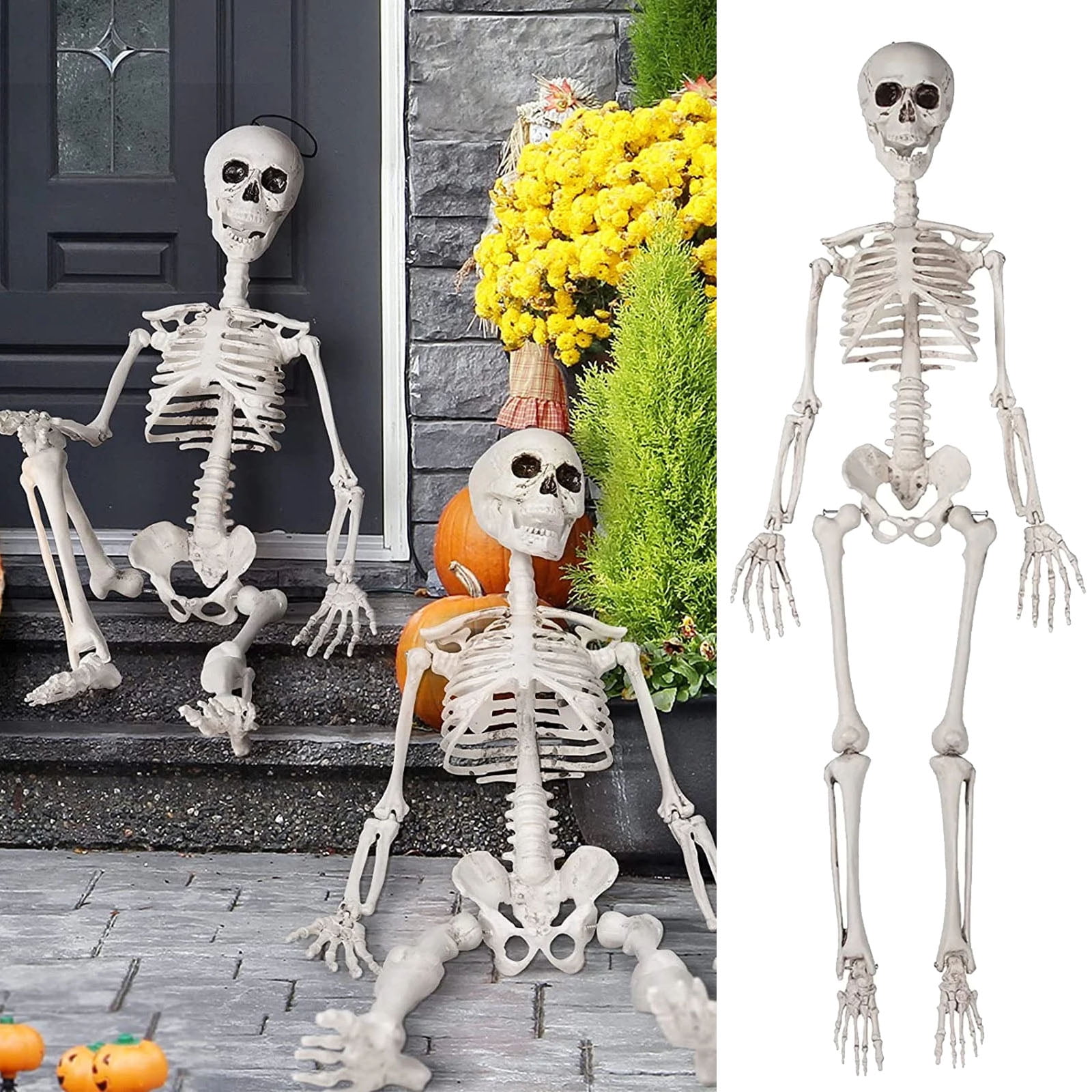 Halloween Decoration Outdoor Skeleton, Posable Skeleton Realistic Human ...