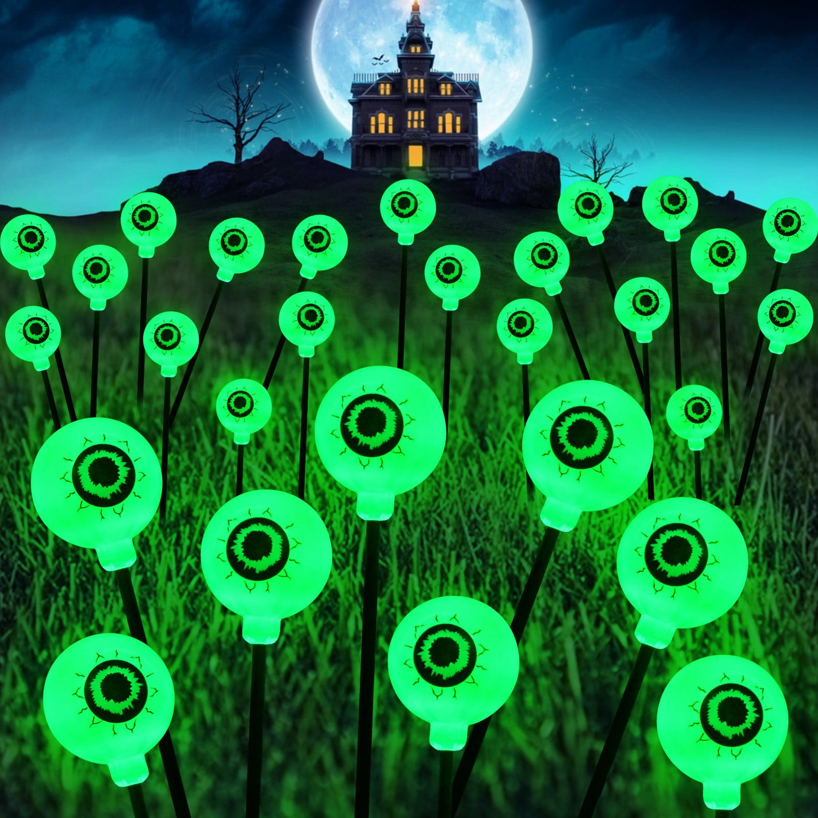 Halloween Decoration Outdoor Solar Scary Eyeball Light Colorful ...