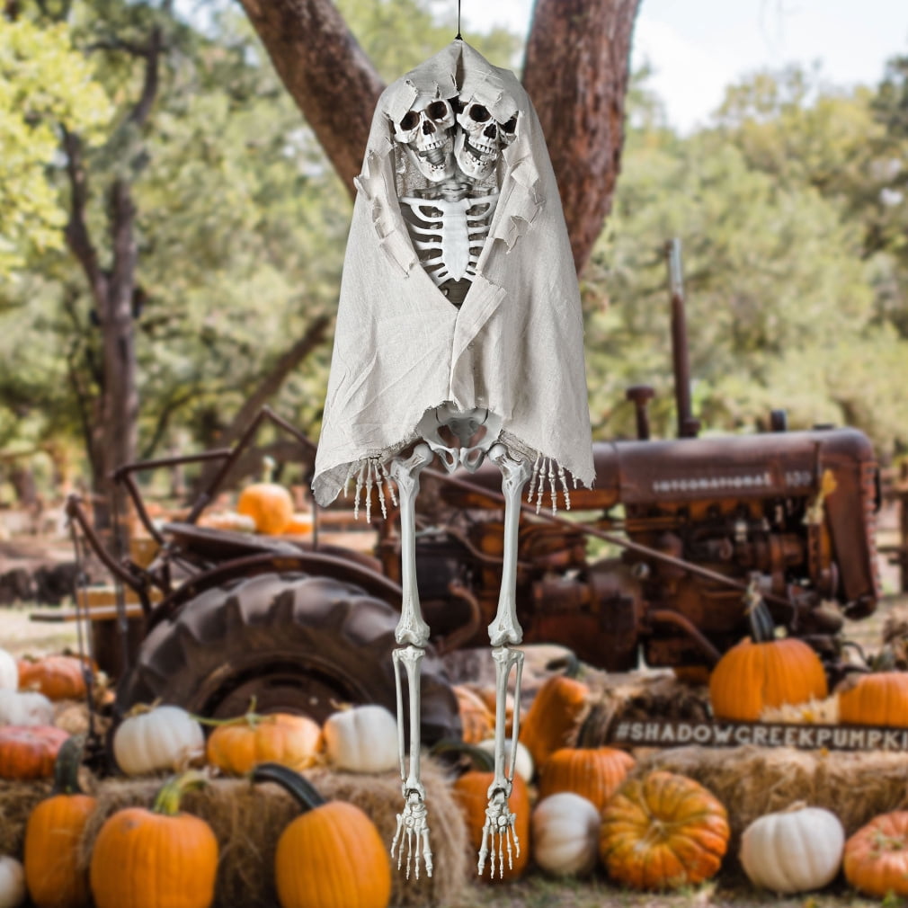 Halloween Decoration Party, Two Headed Skeleton Bone Life Size Posable ...