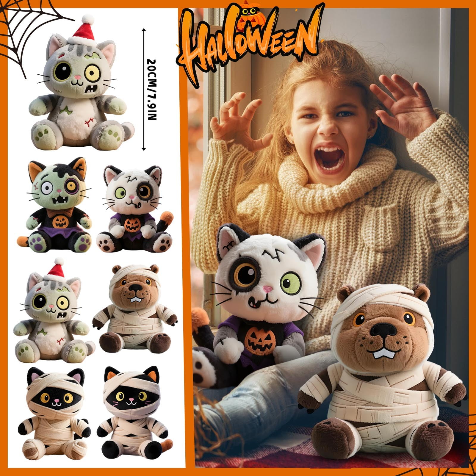 Halloween Decoration Plush Beaver Toy Wrapped in Bandages, 12 Inch Soft ...