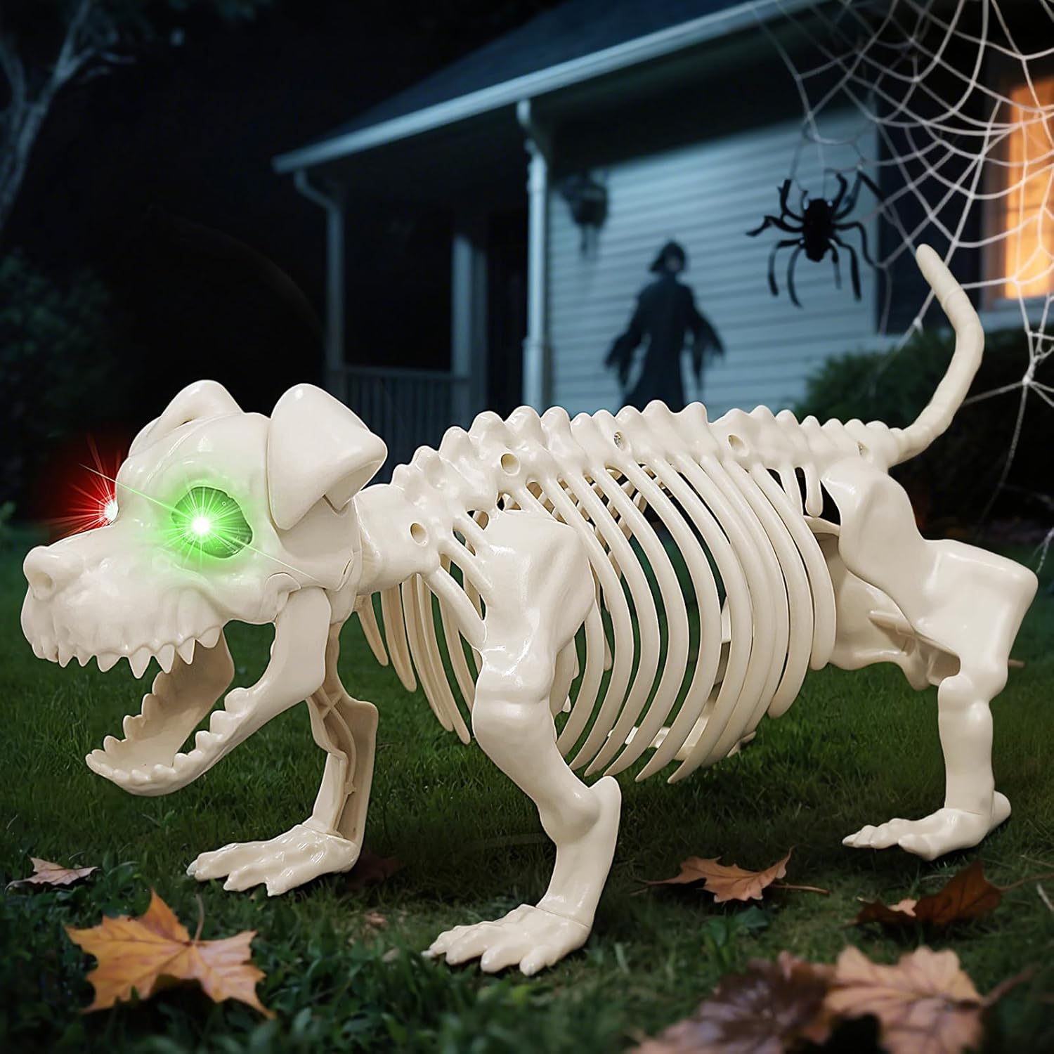 Halloween Decoration Skeleton Dog, Glowing Eyes Dog Skeletons with ...