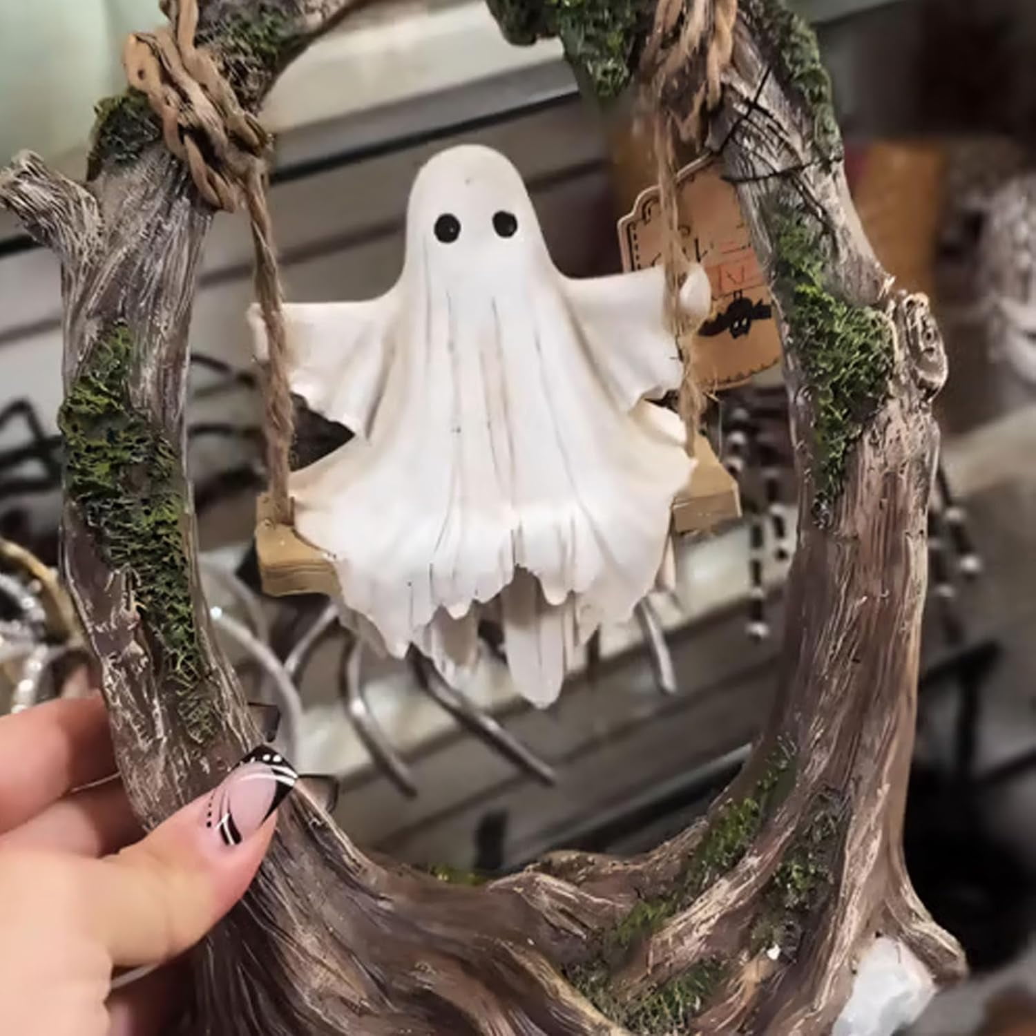 Halloween Decoration Swinging Shadows: Ghost on A Tree Swing, Hanging ...