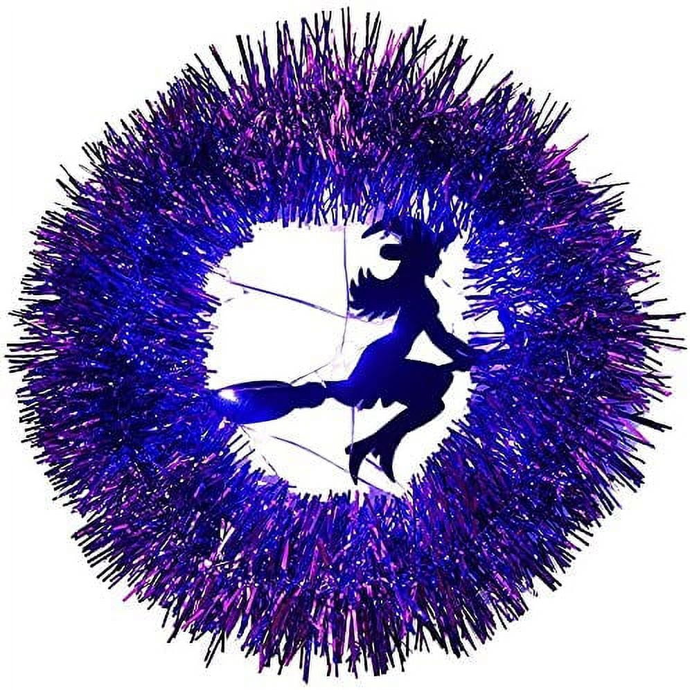 Halloween Decoration Witch Wreath LED for Front Door Purple Artificial ...