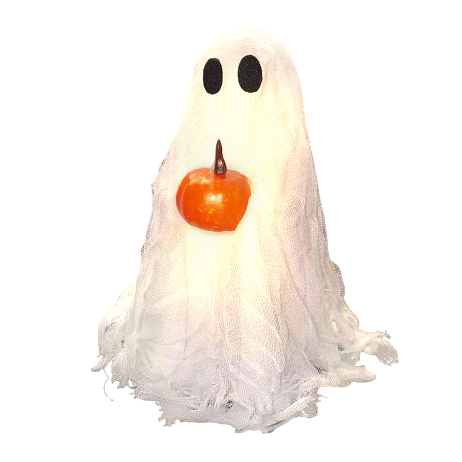 Halloween Decorations-1 Pack Light-Up Sherpa Ghosts with Pumpkin Halloween Decor Indoor Cute ...