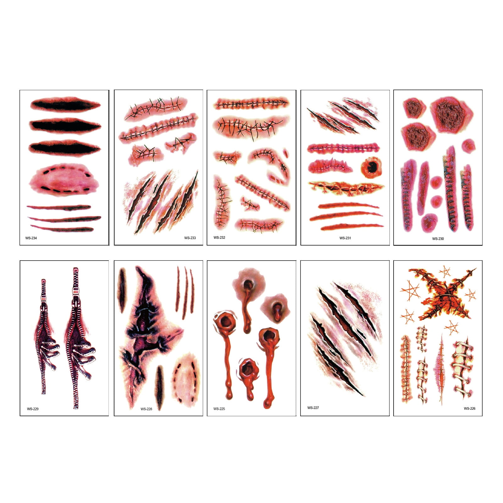 Halloween Decorations 10PC Halloween Sticker Wound Stickers Scar ...