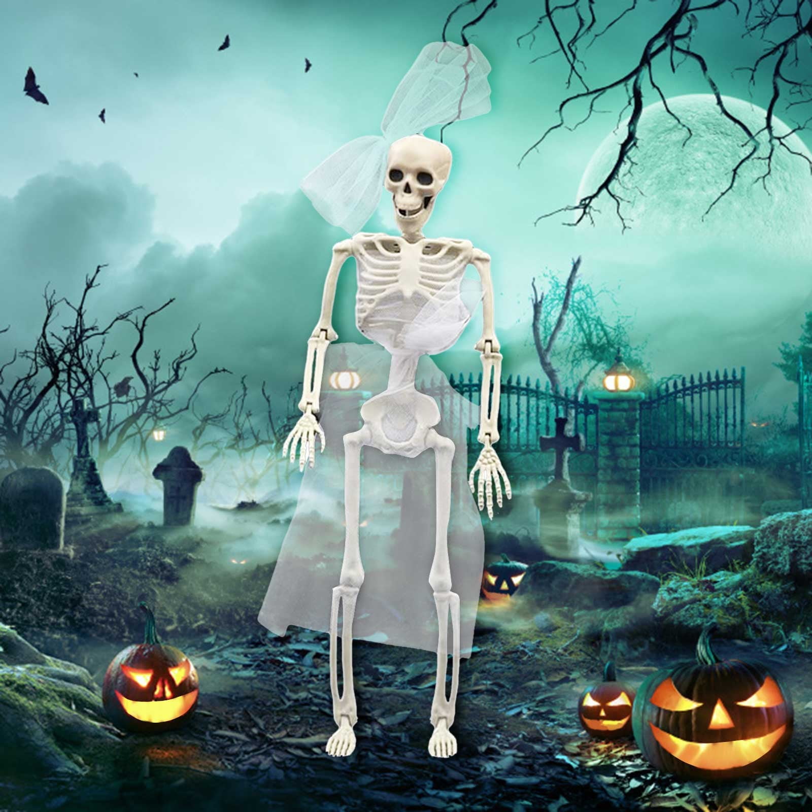 Decorations, 2 In 1 Ornaments Skeleton 40CM Life Size Skeleton Posable ...