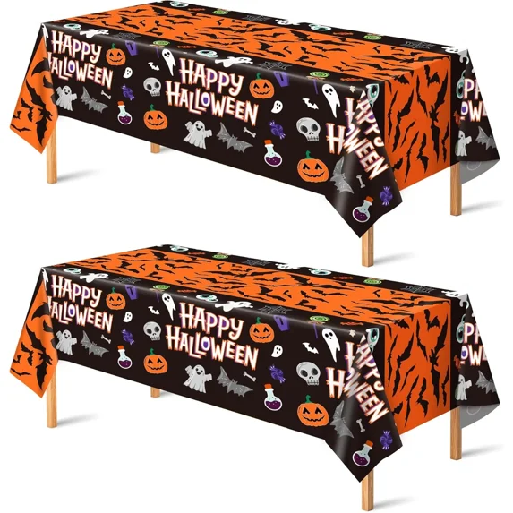 Halloween Decorations - 2 Pack Plastic Tablecloth For Halloween Party ...