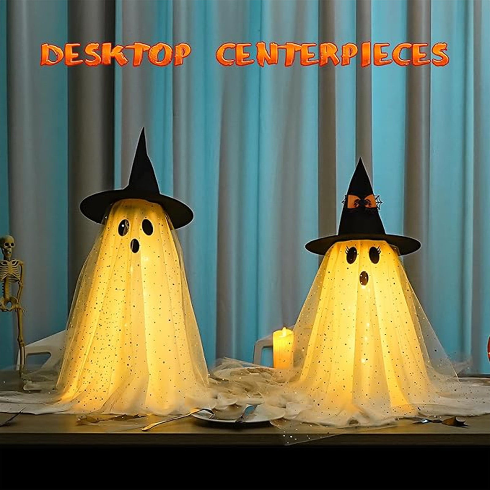 Halloween Decorations -2 Packs Spooky Ghosts with String Lights-Scary ...