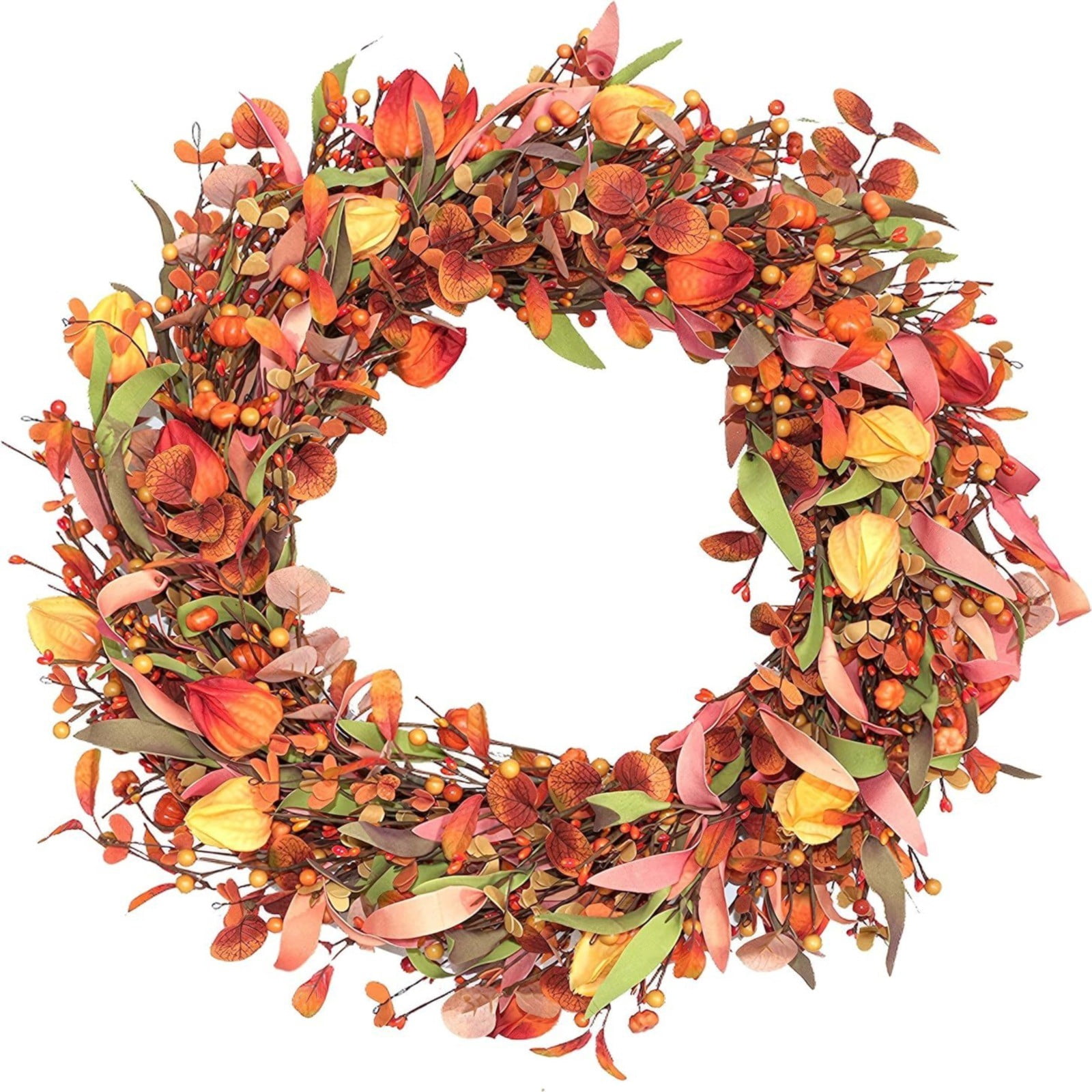 Halloween Decorations,20" Artificial Fall Wreaths For Front Door Autumn ...