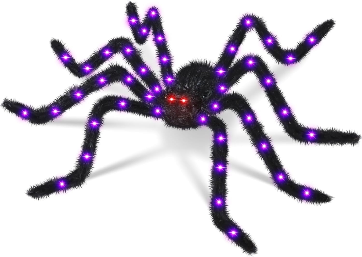 Halloween Decorations 4.9 FT Giant Spider 38LED Light up Black Hairy ...