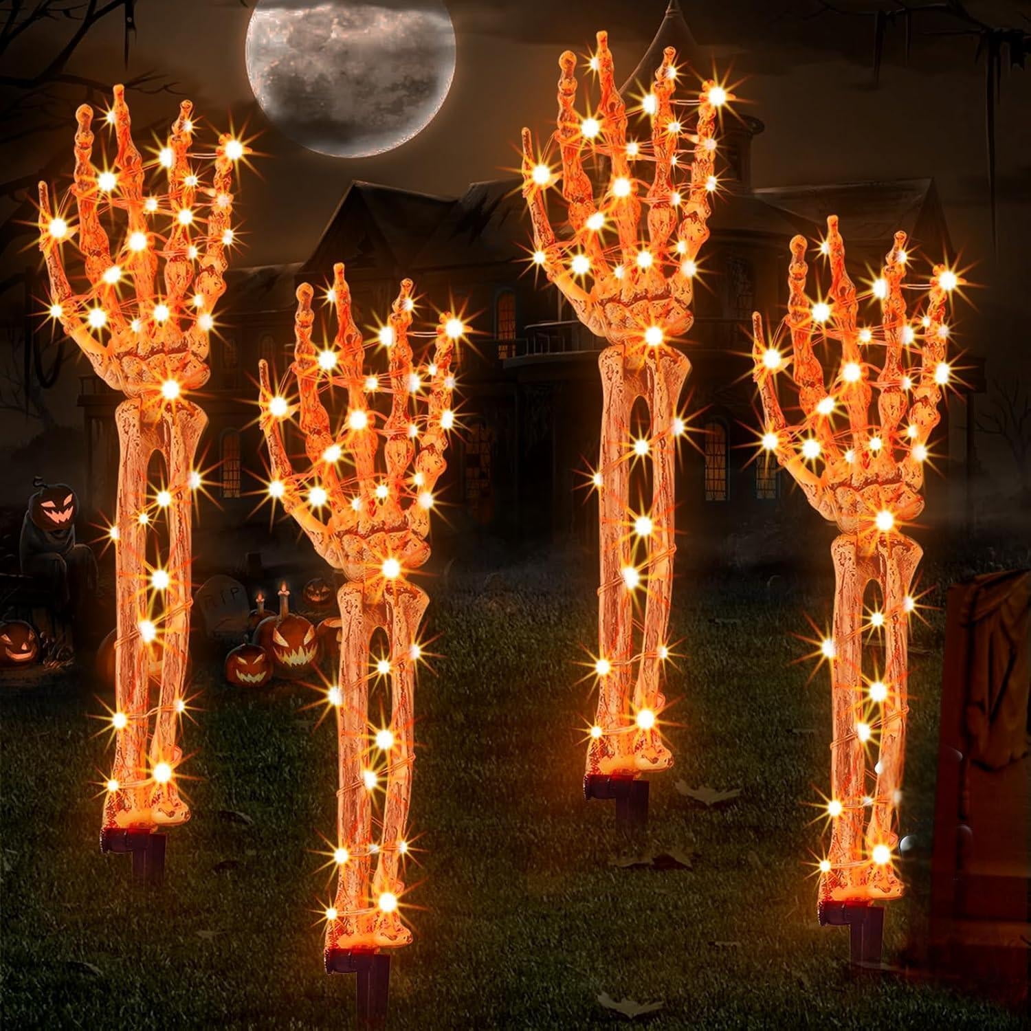 Halloween Decorations, 4 Pack Realistic Scary Skeleton Arms, Halloween ...