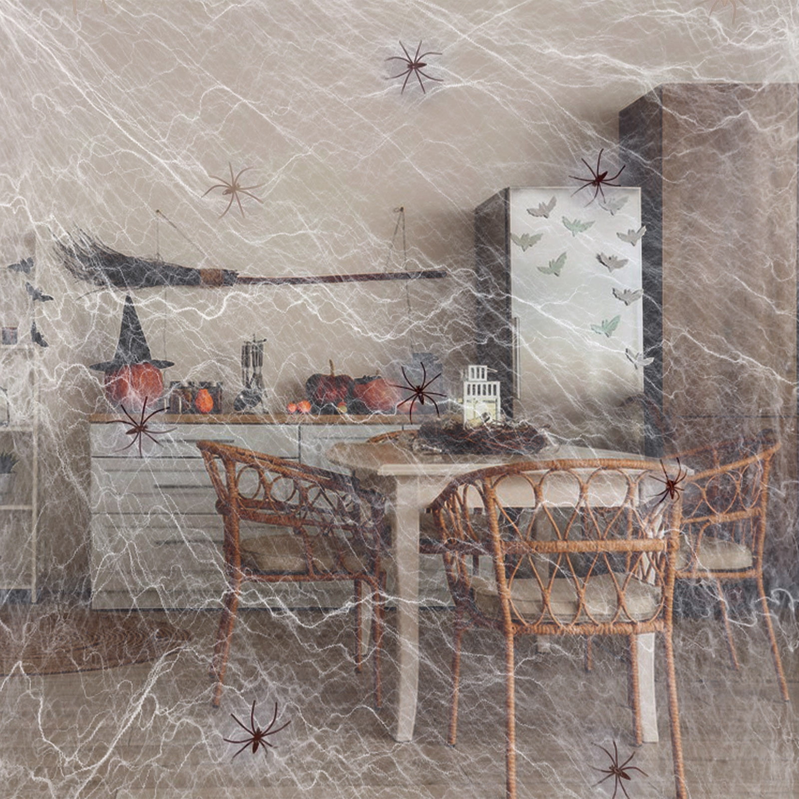 Halloween Decorations 400 sqft Spider Webs with 4/10 Fake Spiders ...