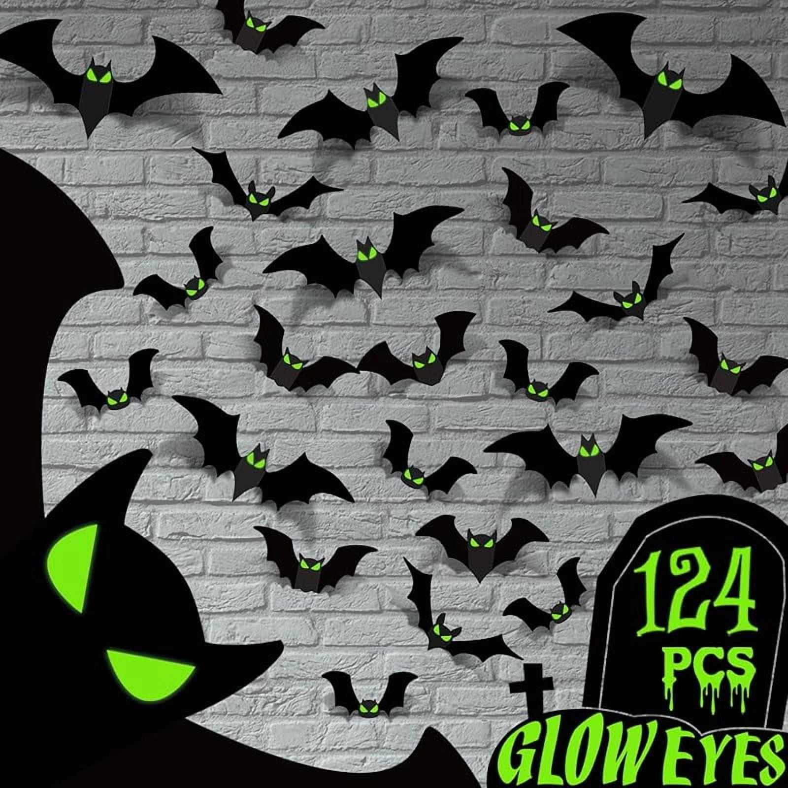 Halloween Decorations - 56 Pcs Spooky 3D Bats With Glow Eyes for Indoor ...
