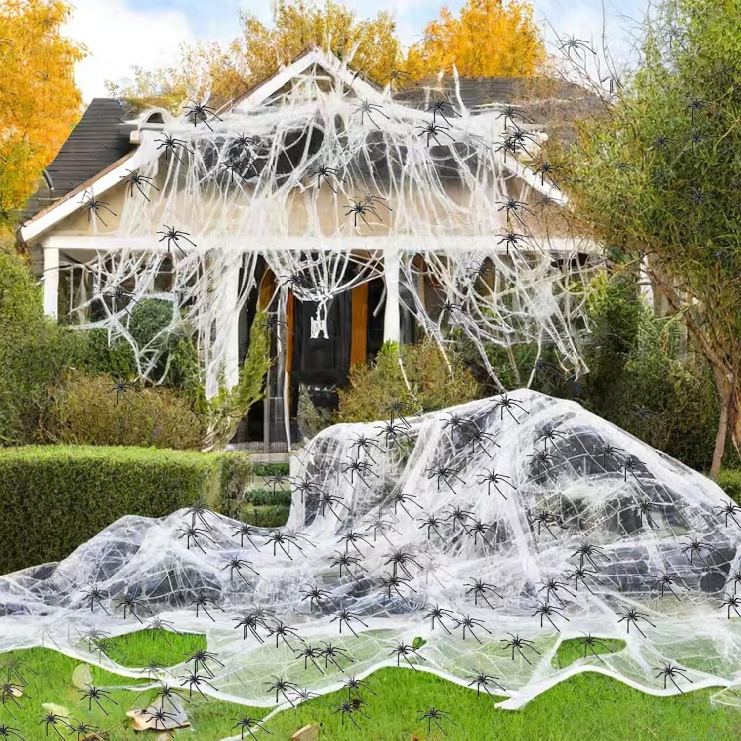 Halloween Decorations,900 Sqft Spider Web Decoration & 30pc Realistic ...
