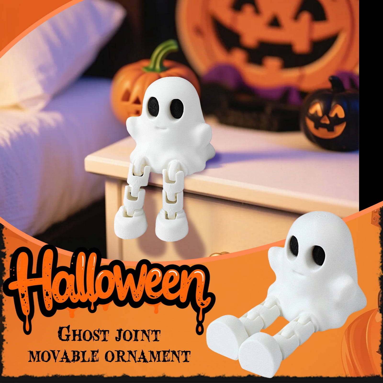 Halloween Decorations Adorable Articulated Ghost Figurine With Movable ...