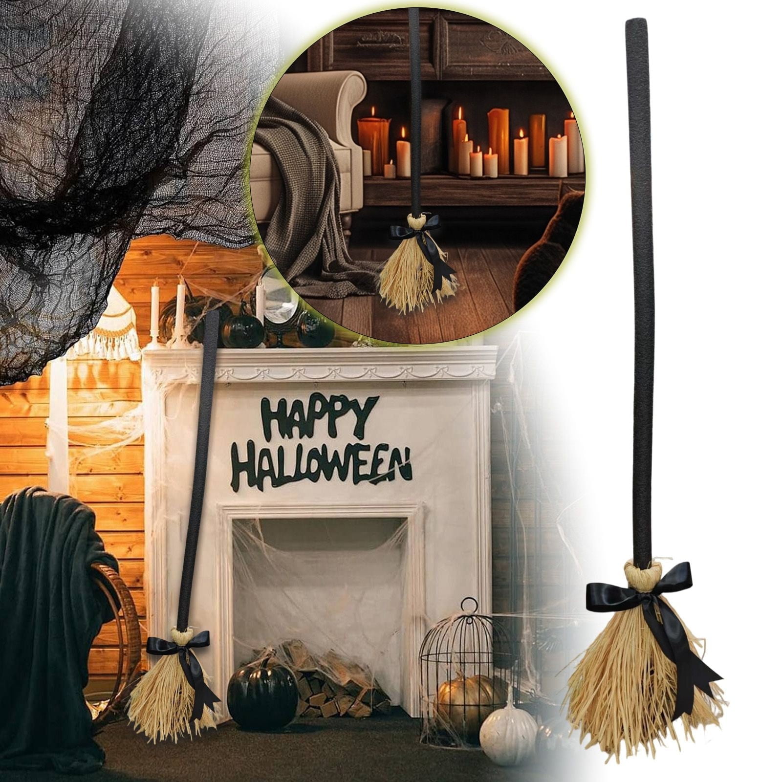 Halloween Decorations Animated Flying Broomstick Moving Dancing Prop ...