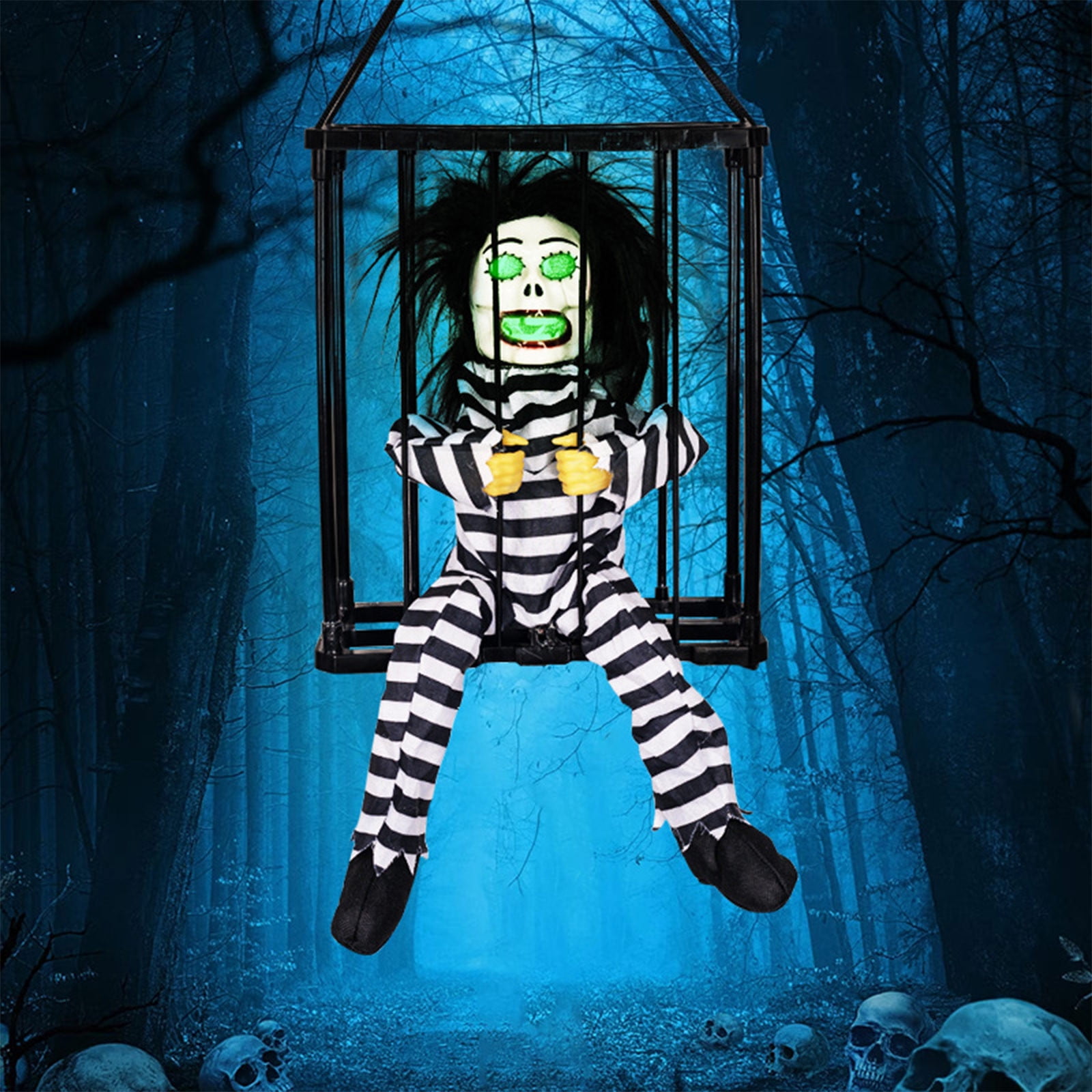 Halloween Decorations Animated Ghost Hanging Prop, KEVCHE Haunted House Decor with Spooky Sound ...