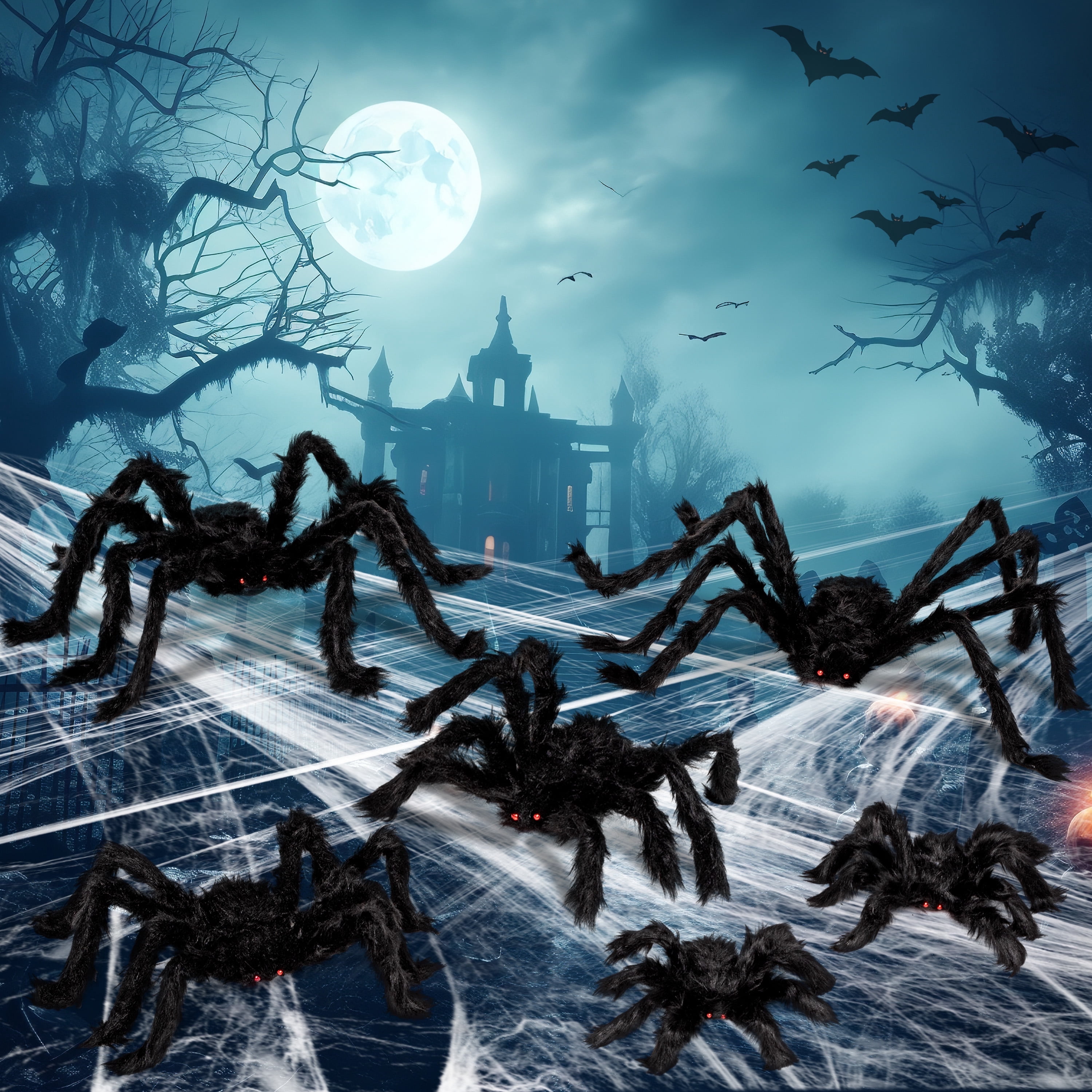 Halloween Decorations,BOSCEAE 6 Pack Giant Scary Spider Halloween ...