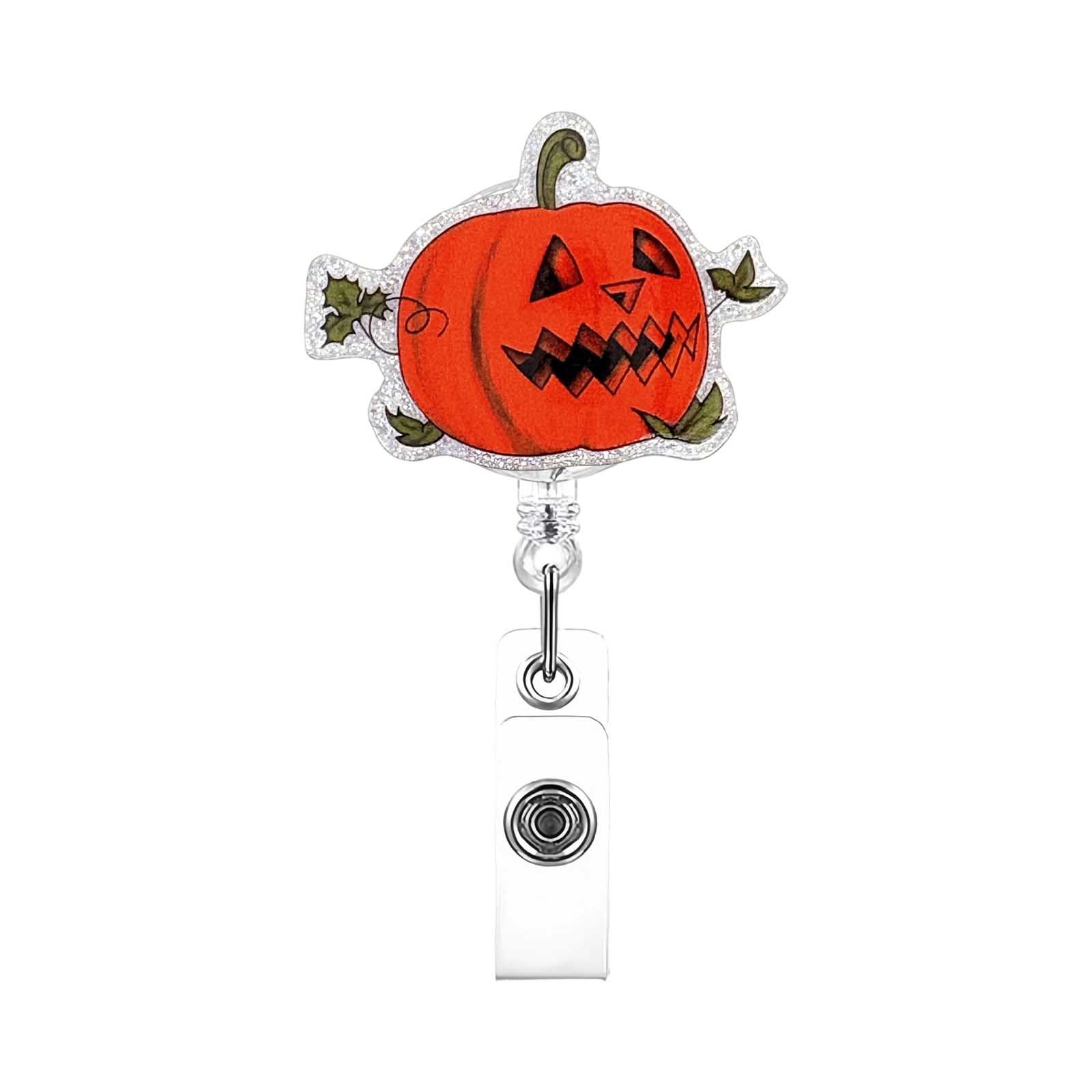 Halloween Decorations Badge Holder - Stretchable Pumpkin Design with ...