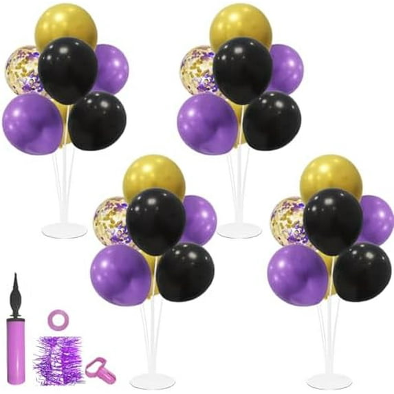 Halloween Decorations Balloon Stand with Purple Black and Gold Balloons ...