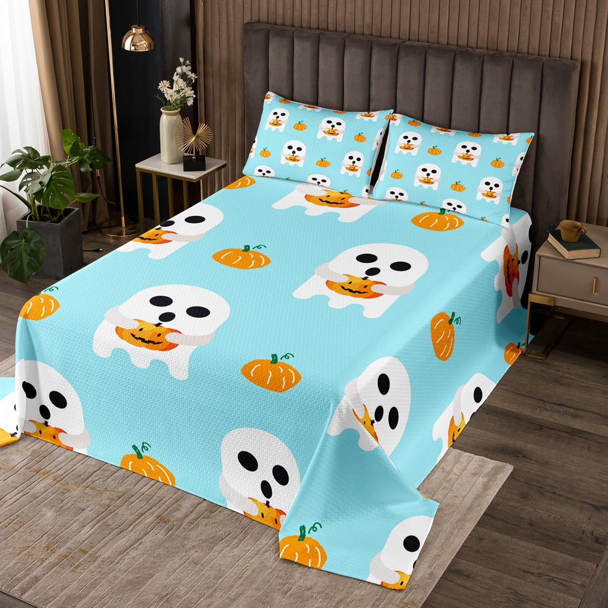 Halloween Decorations Bedspread Set Queen Halloween Pumpkin Lantern ...