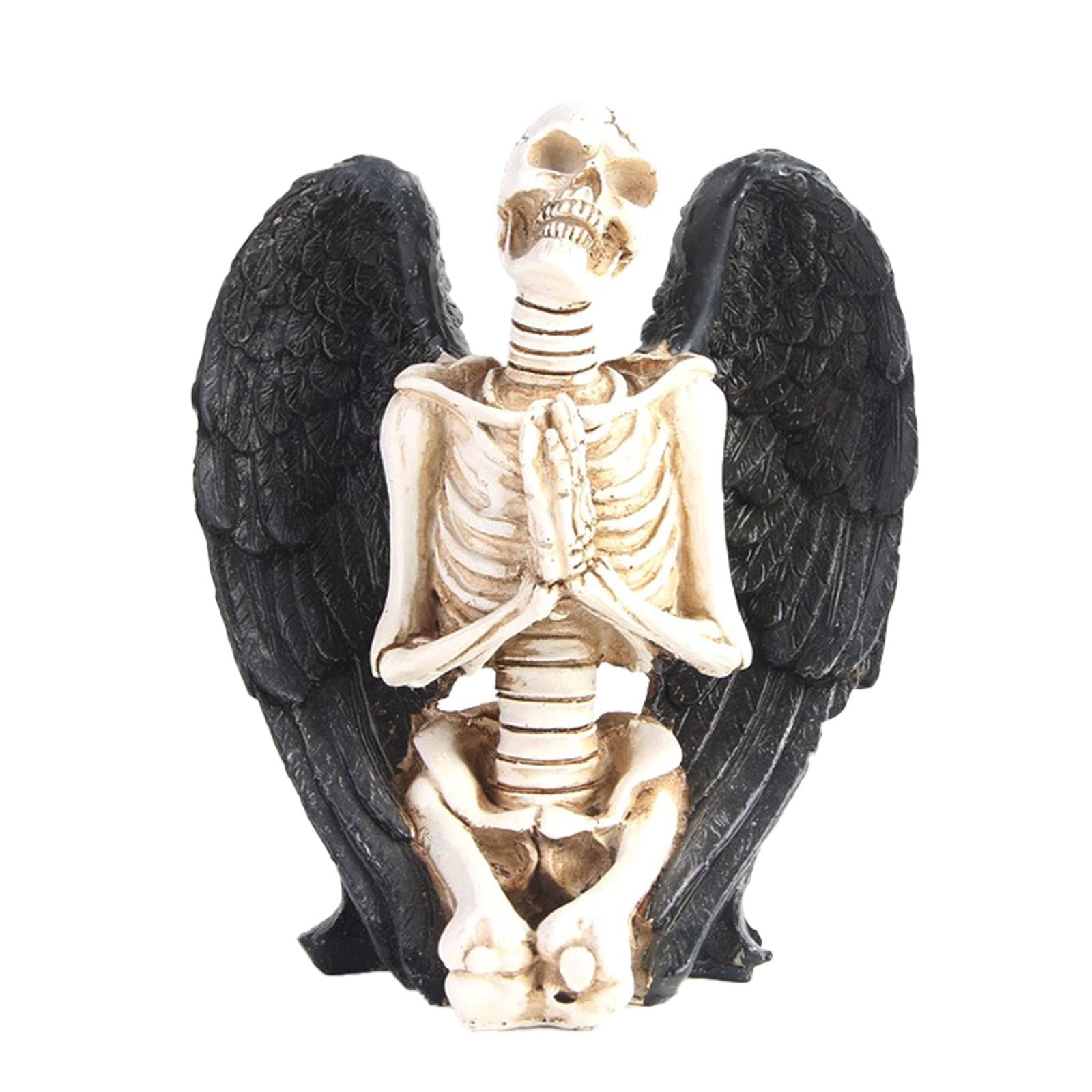 Halloween Decorations,Black Angel Skeleton Statue Resin Skeleton Figure ...