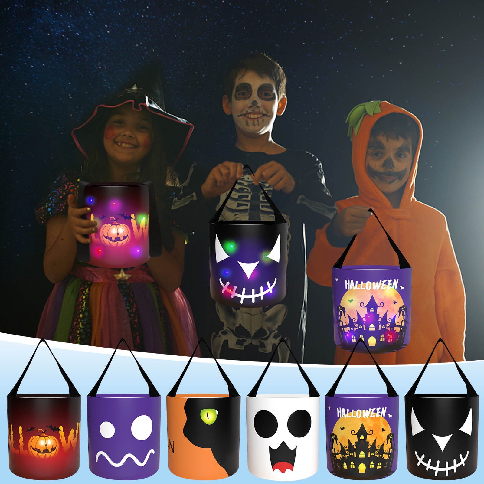 Hwkond Halloween Decorations Candy Bag, Light Up LED Trick or Treat ...