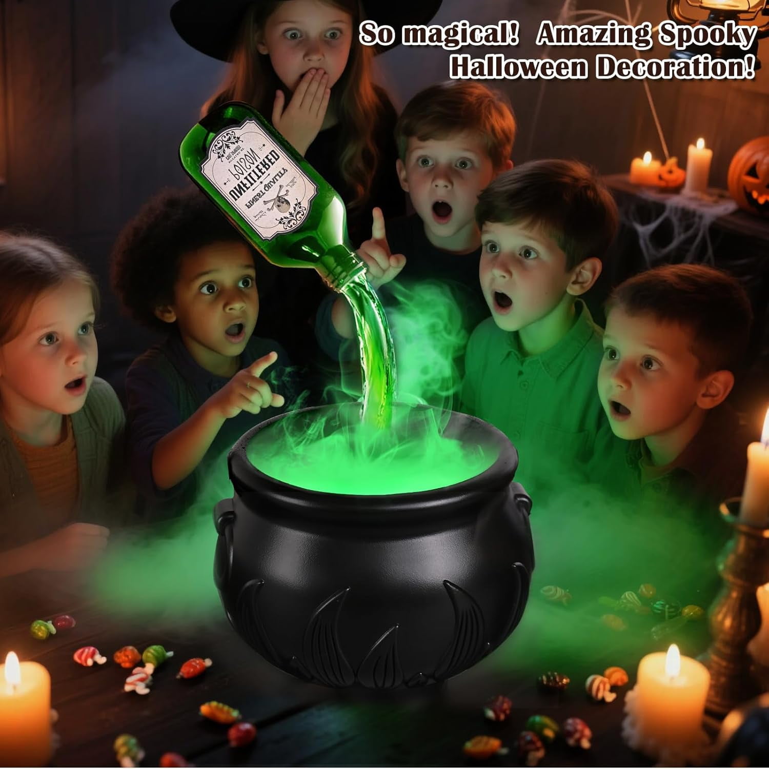 Halloween Decorations - Cauldron Halloween Decor with Magic Floating ...