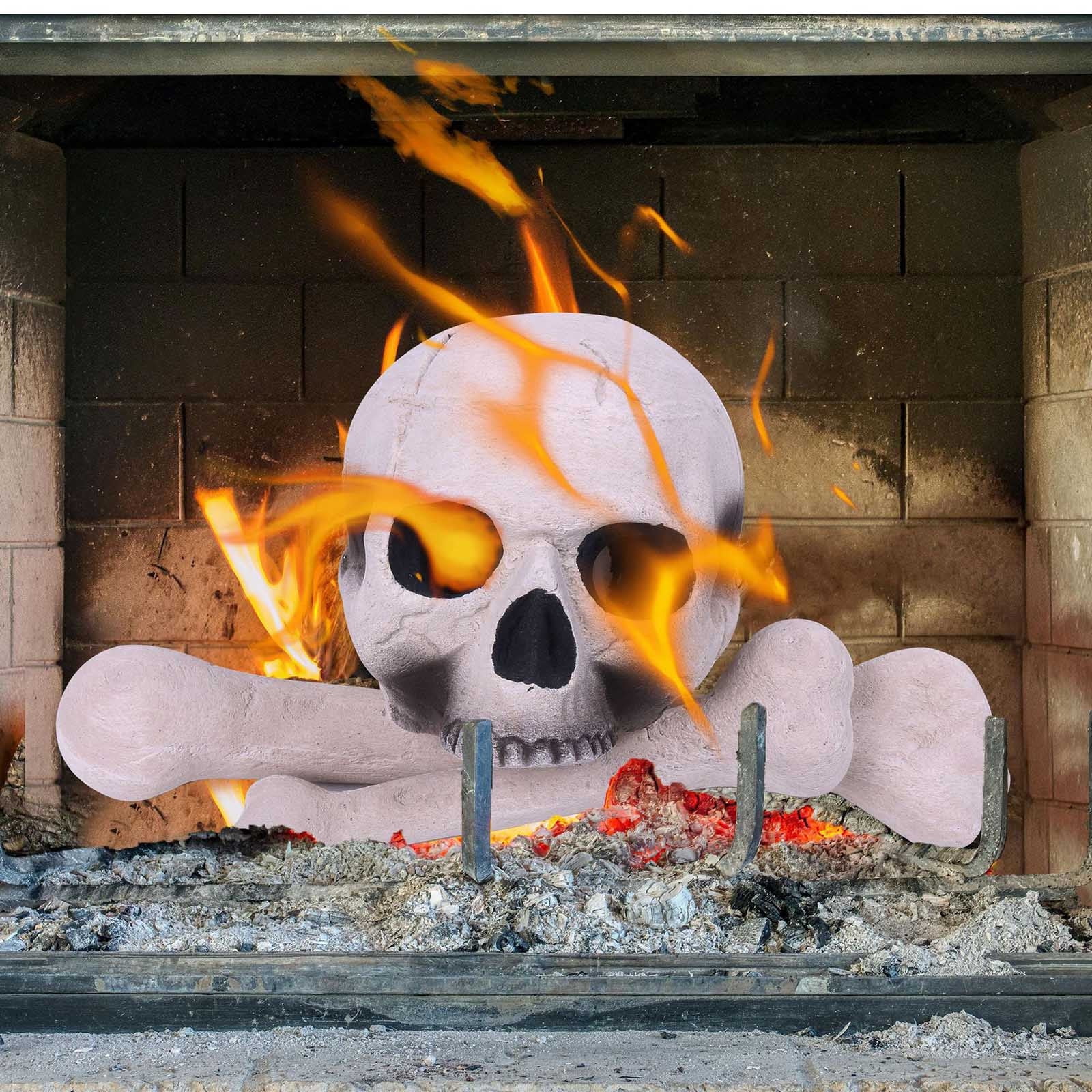 Halloween Decorations Ceramic Skulls for Fire Pit, Reusable Bonfire ...