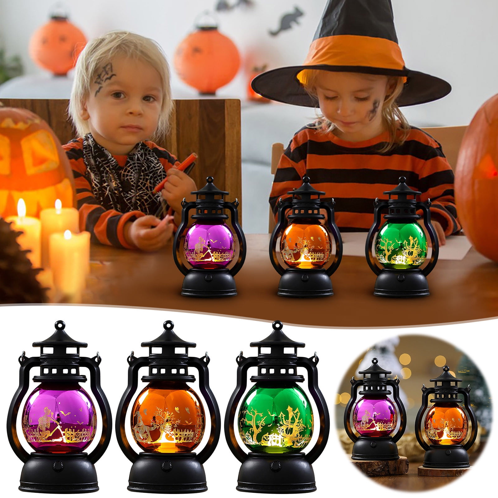 PRETXORVE Halloween Decoration, Glowing Halloween Pumpkin Lamp ...