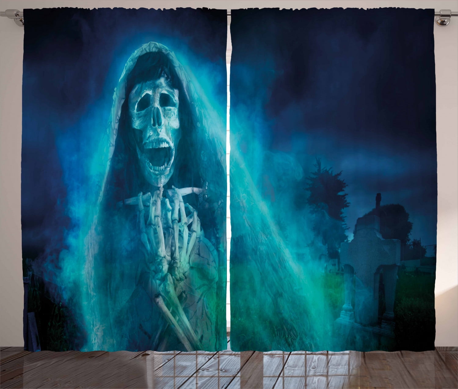 Ambesonne Halloween Curtains 2 Panel Set, Gothic Ghost, 108" x 90 ...