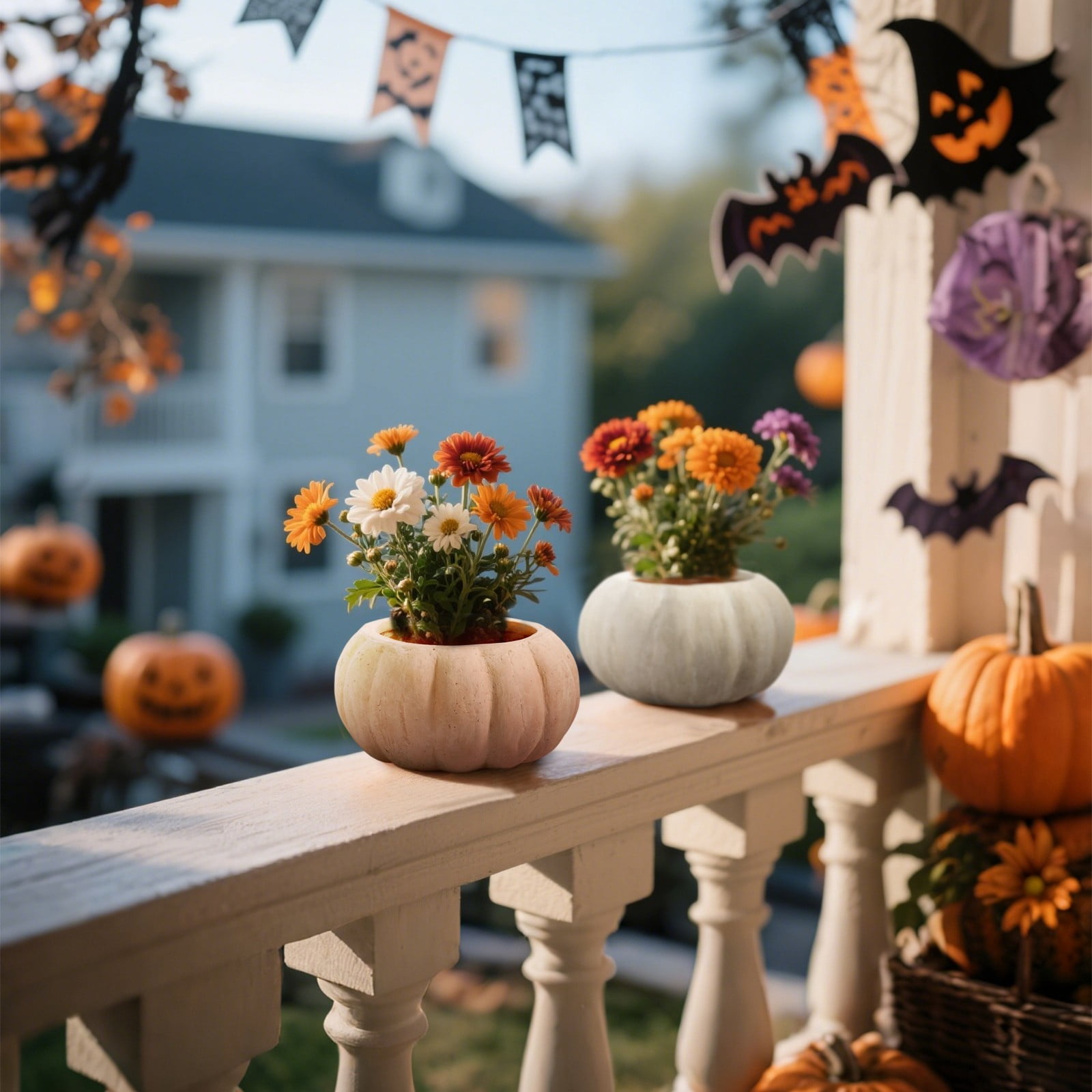 Halloween Decorations Cushaw Halloween Flower Pot Decor - Pumpkin ...