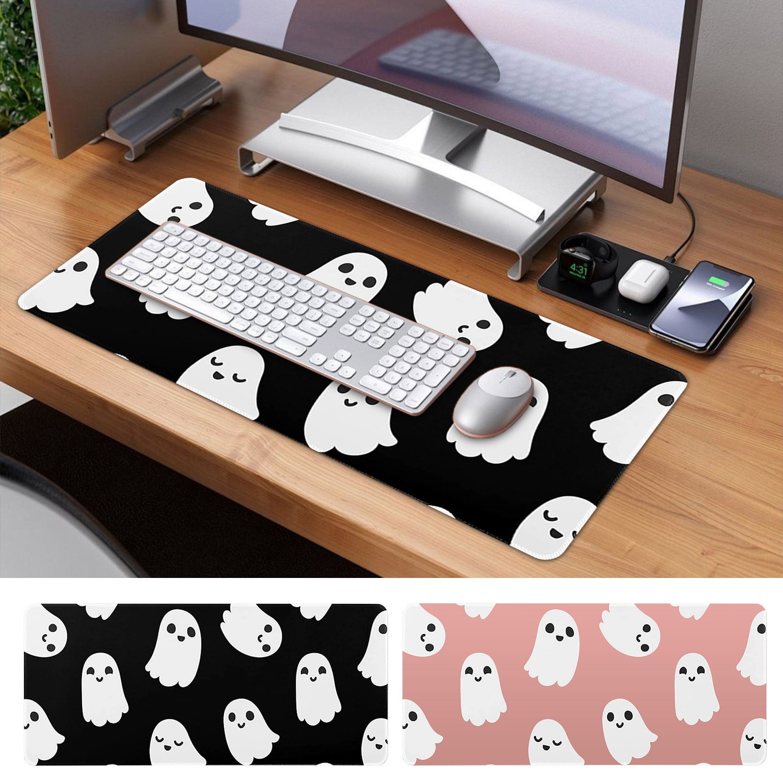 Halloween Decorations Cute Ghost Mouse Pad,Spooky Funny Design Black ...