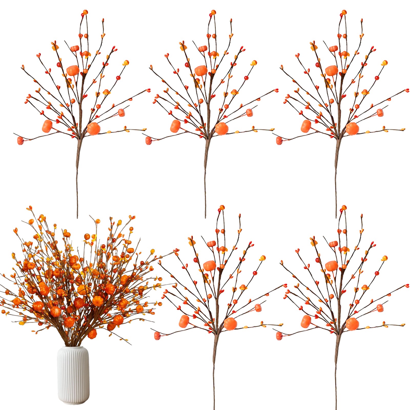 Halloween Decorations Fall Artificial Berry Stems 5Pcs Berry Picks ...
