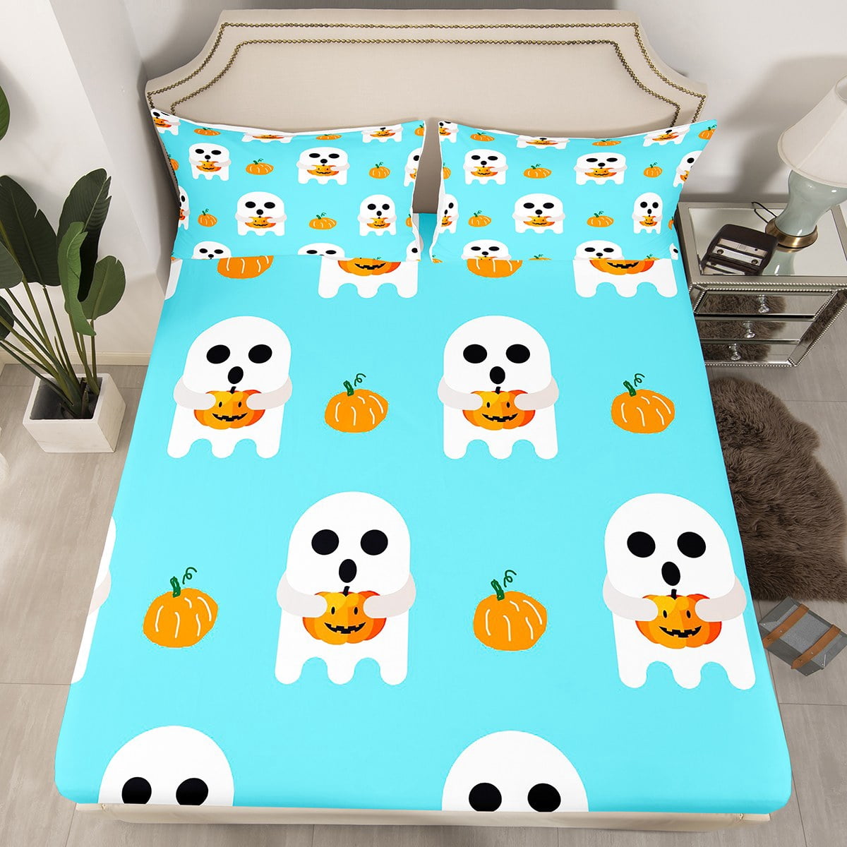 Halloween Decorations Fitted Sheet Full Halloween Pumpkin Lantern ...