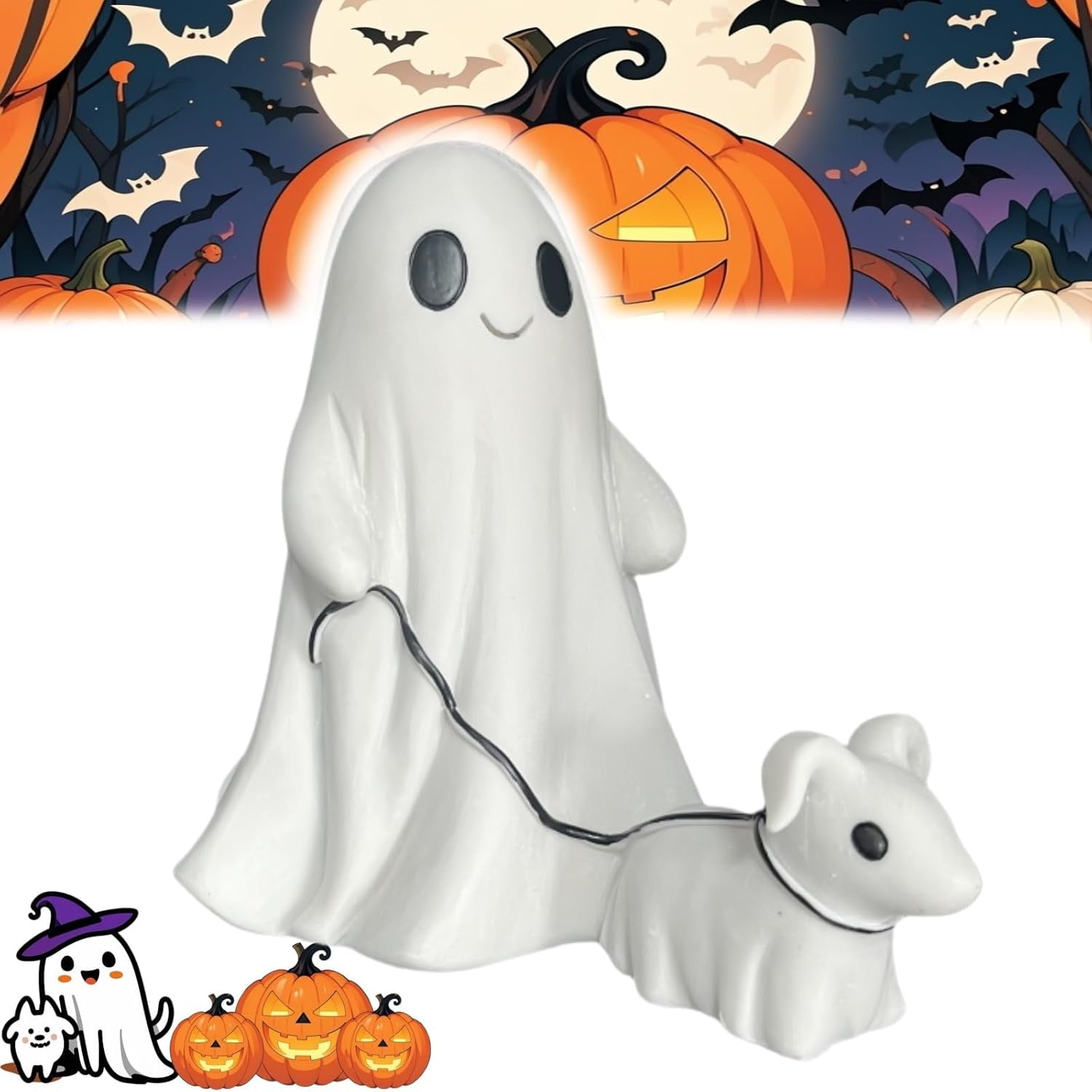 Halloween Decorations，Ghost Walking Dog Statue,Goblin and Ghoul Ghost ...