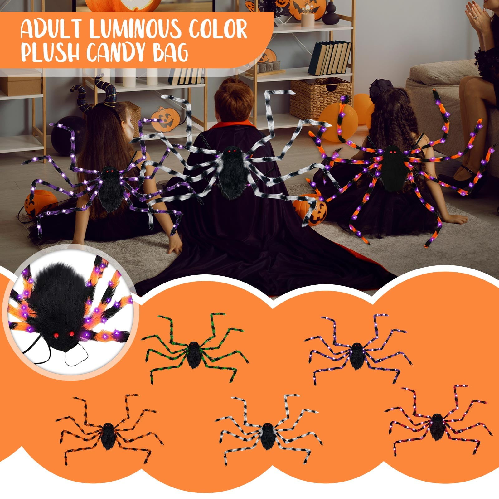 Halloween Decorations, Giant Plush Spider for Kids - 3ft Fuzzy Crawling ...