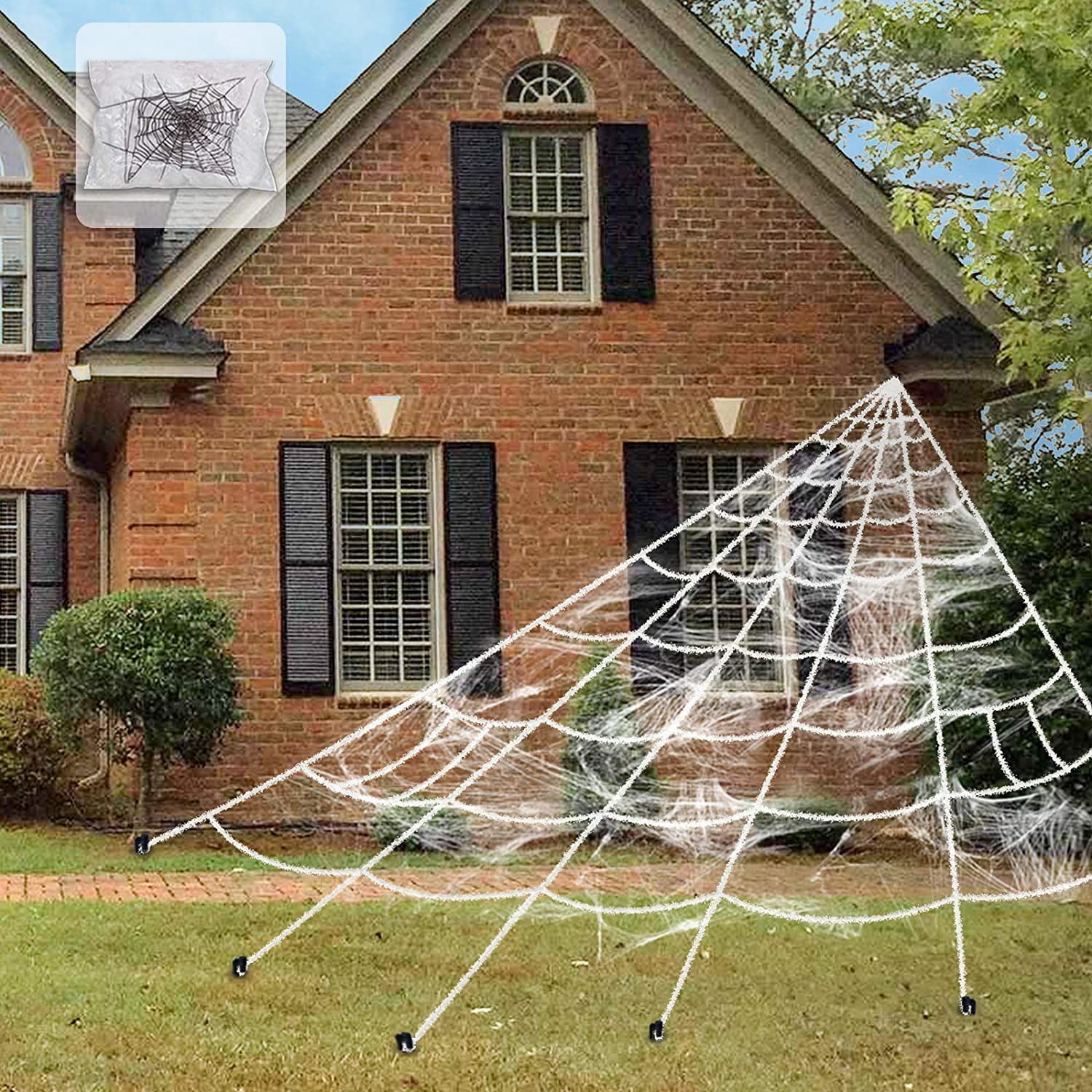 Halloween Decorations, Giant Spider Web with Super Stretch Cobweb Set ...
