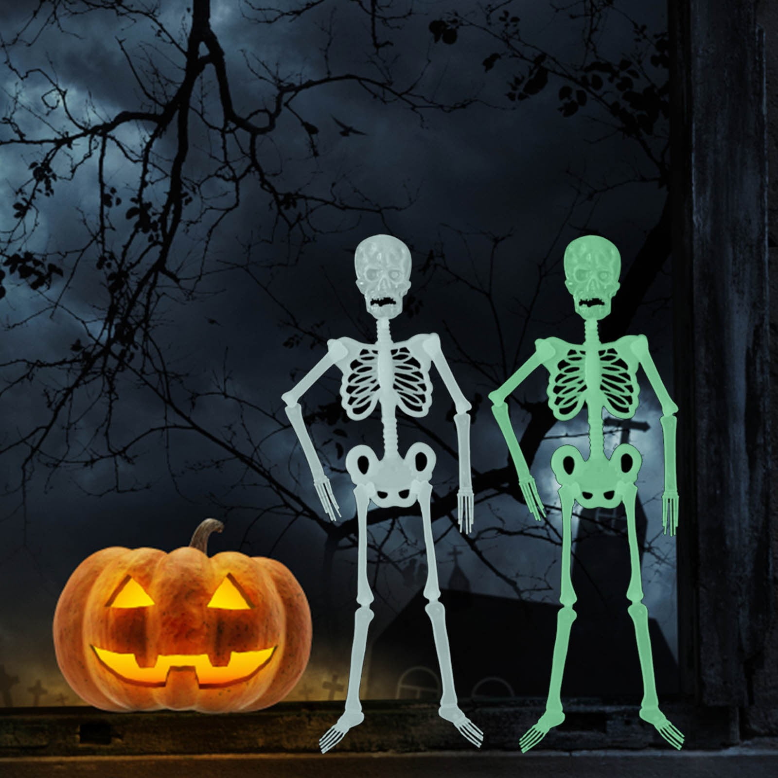 Halloween Decorations Glow In The Dark Skeleton Halloween Props Bar ...