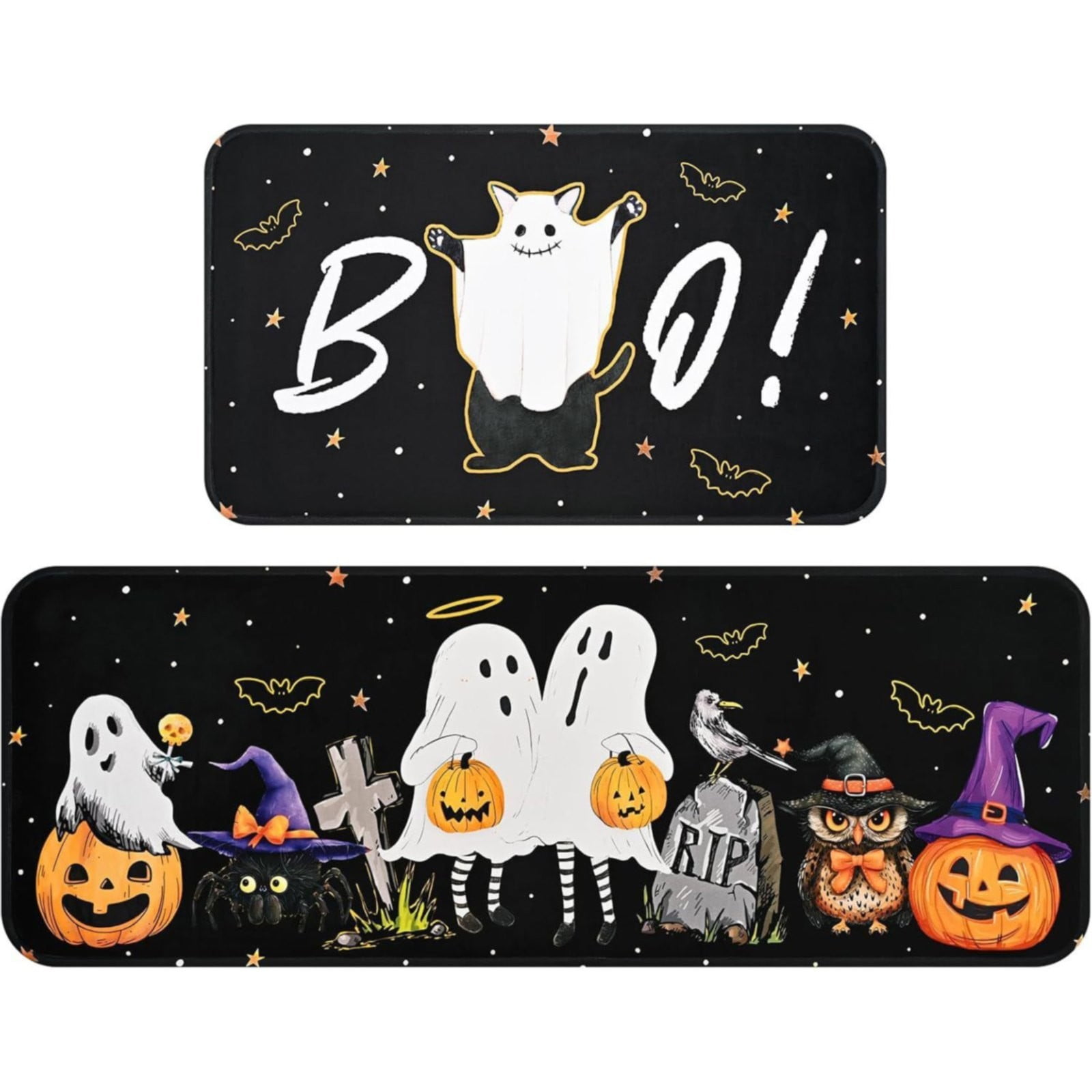 Halloween Decorations,Halloween Bat Pumpkin Halloween Kitchen Mat Set ...