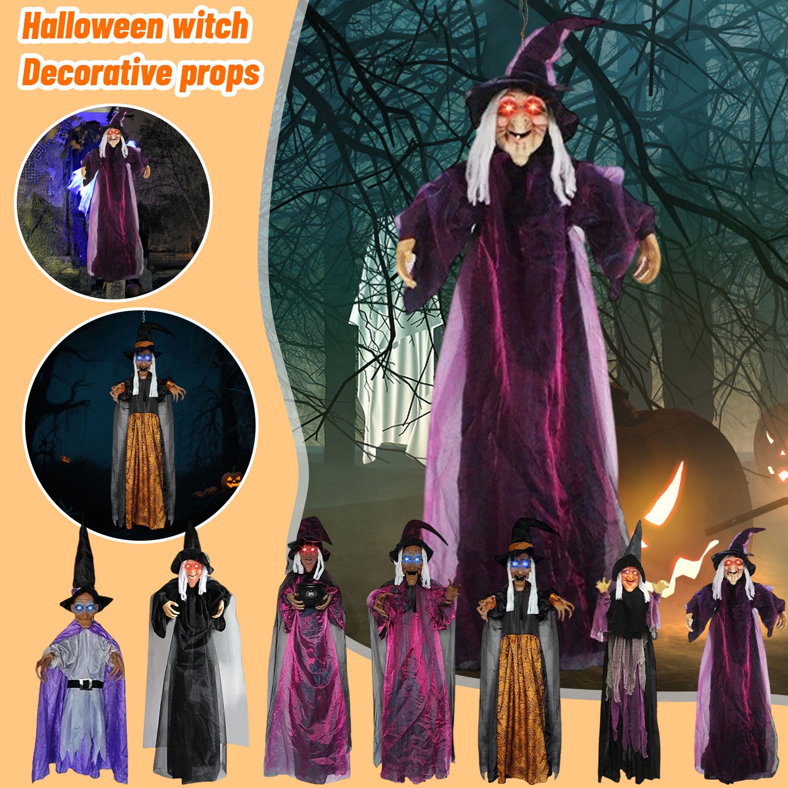 Halloween Decorations Halloween Electronic Witch Decoration, Life-Size ...