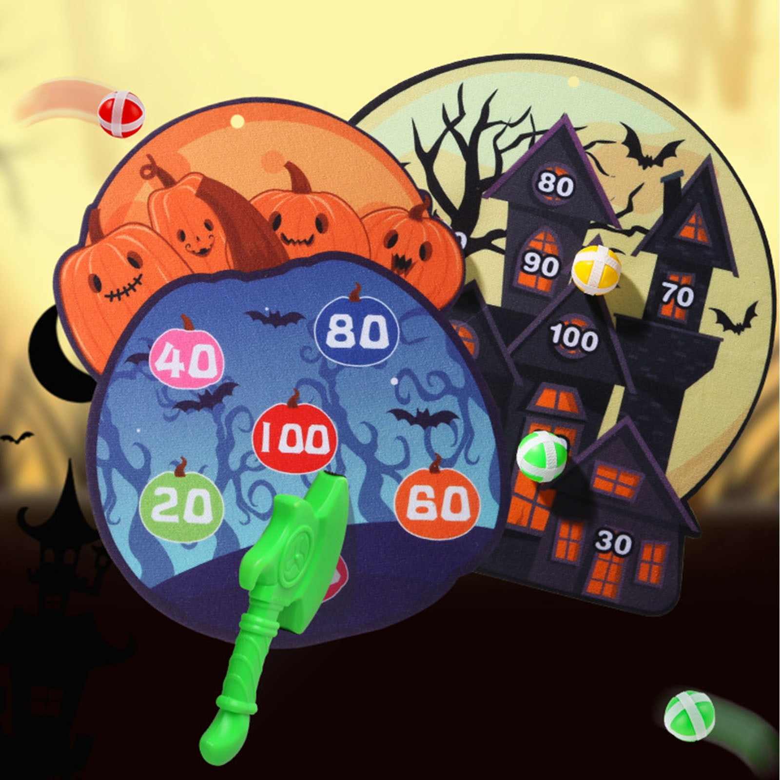 Halloween Decorations Halloween Games Dart Board Ghost Dart Board with 3 Balls and Hooks ...